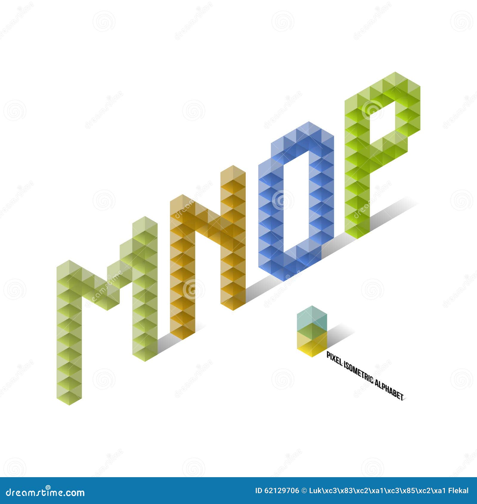 Pixel Isometric Font. 8-bit Symbols. 3D Digital Video Game Style ...