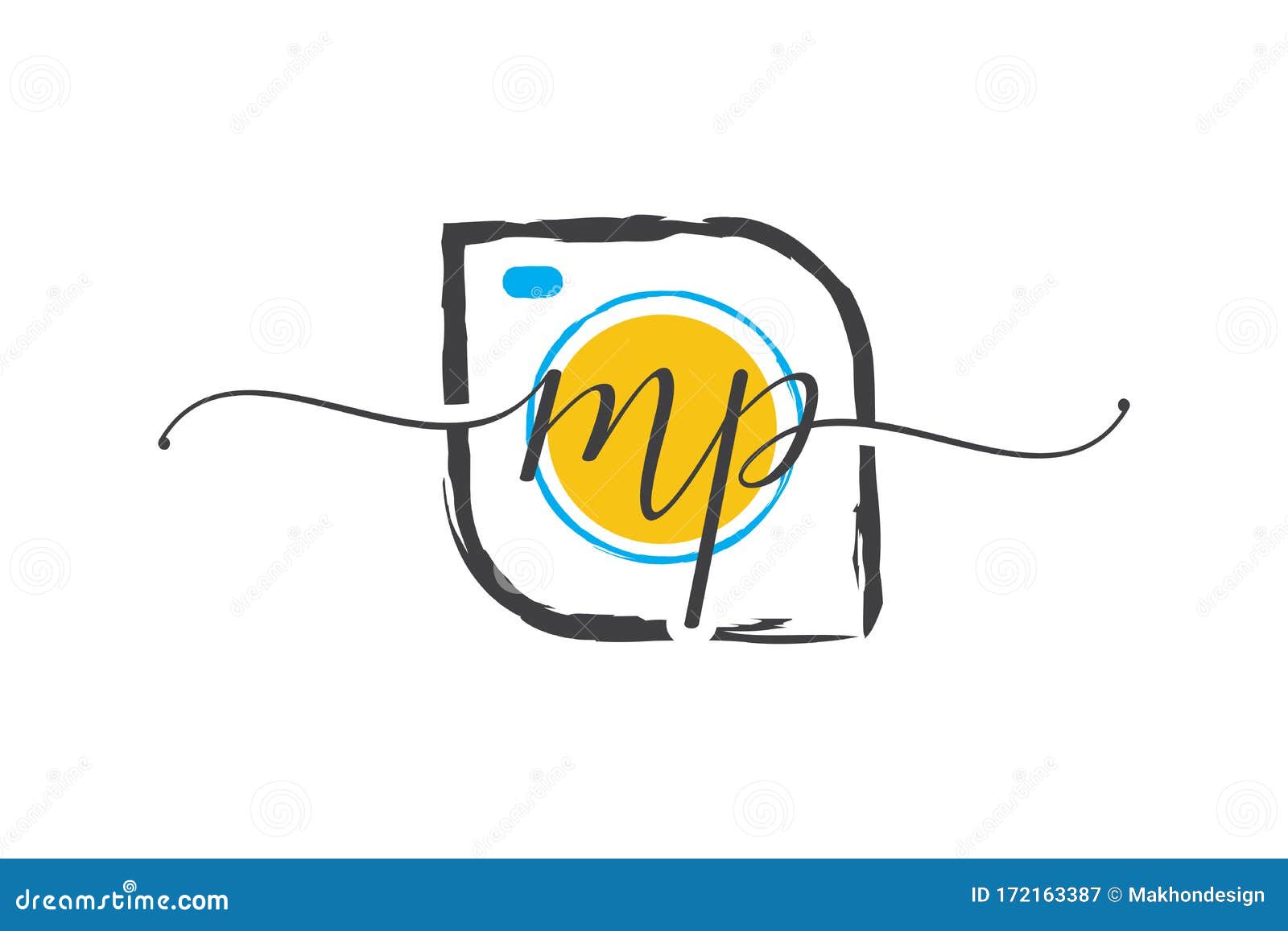 M P Initial Handwriting Logo Design with a Brush, Photography Logo ...