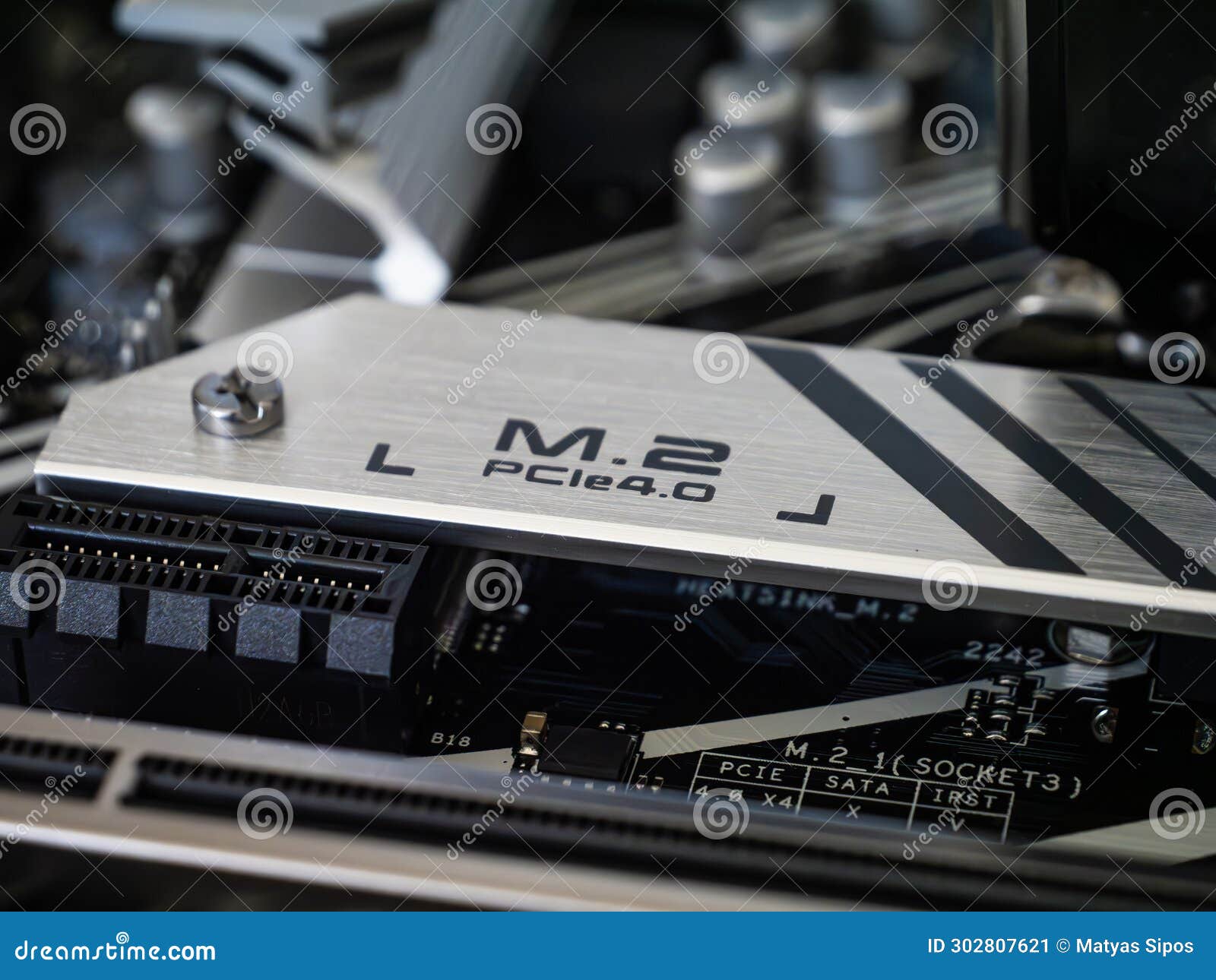An M.2 M2 PCIe SSD Solid State Drive Storage Slot on a Motherboard ...