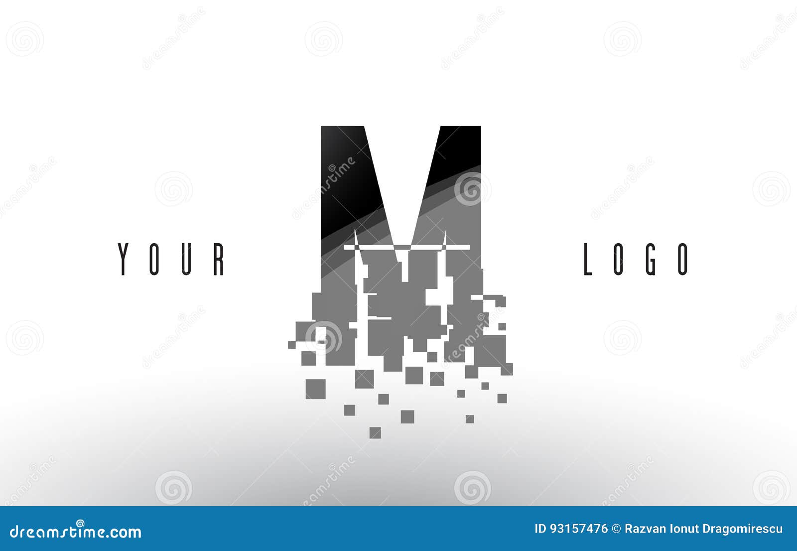 M Pixel Letter Logo with Digital Shattered Black Squares Stock Vector ...