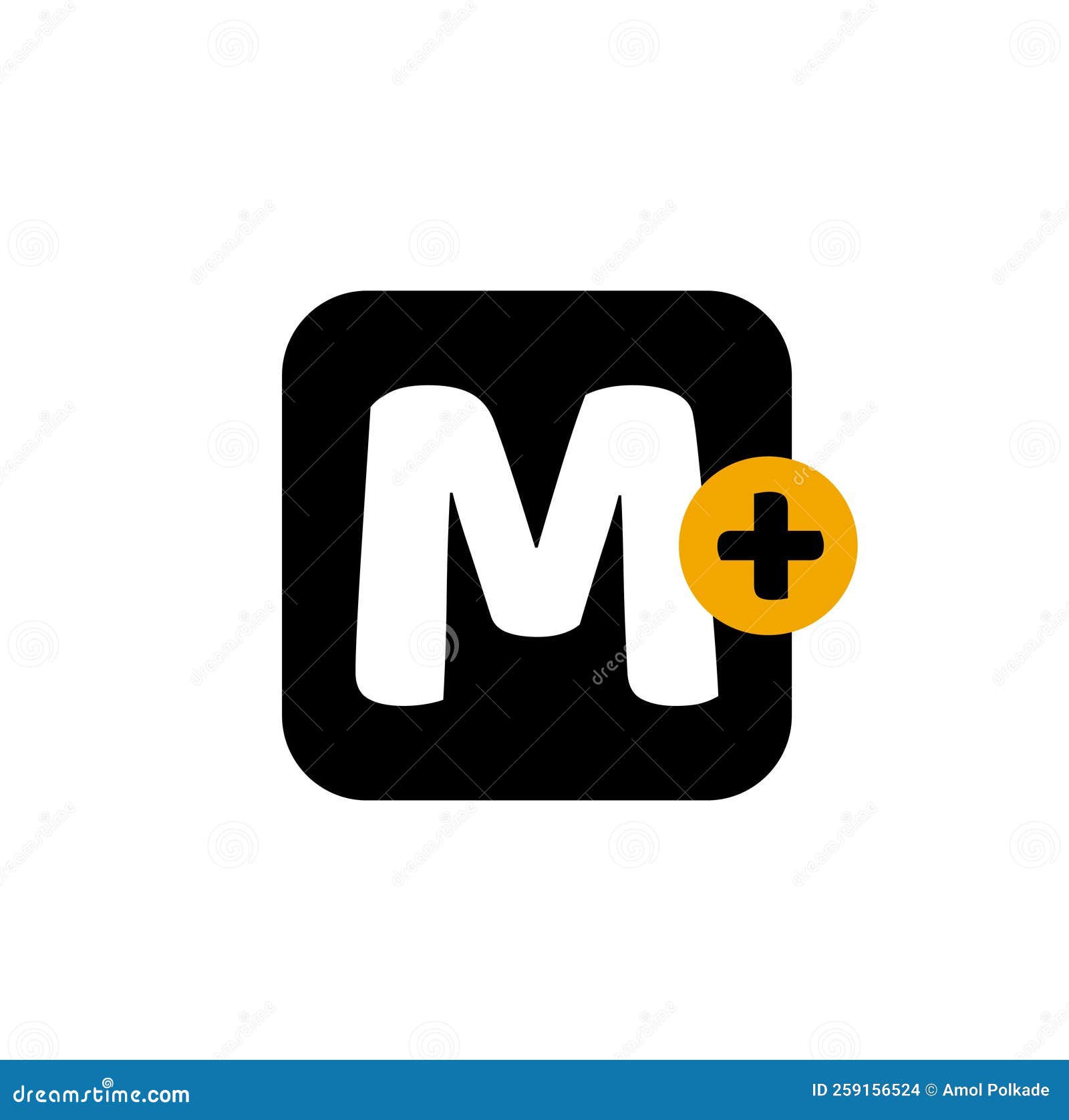 M Plus Brand Letters Icon. M Plus Vector Monogram Stock Illustration ...