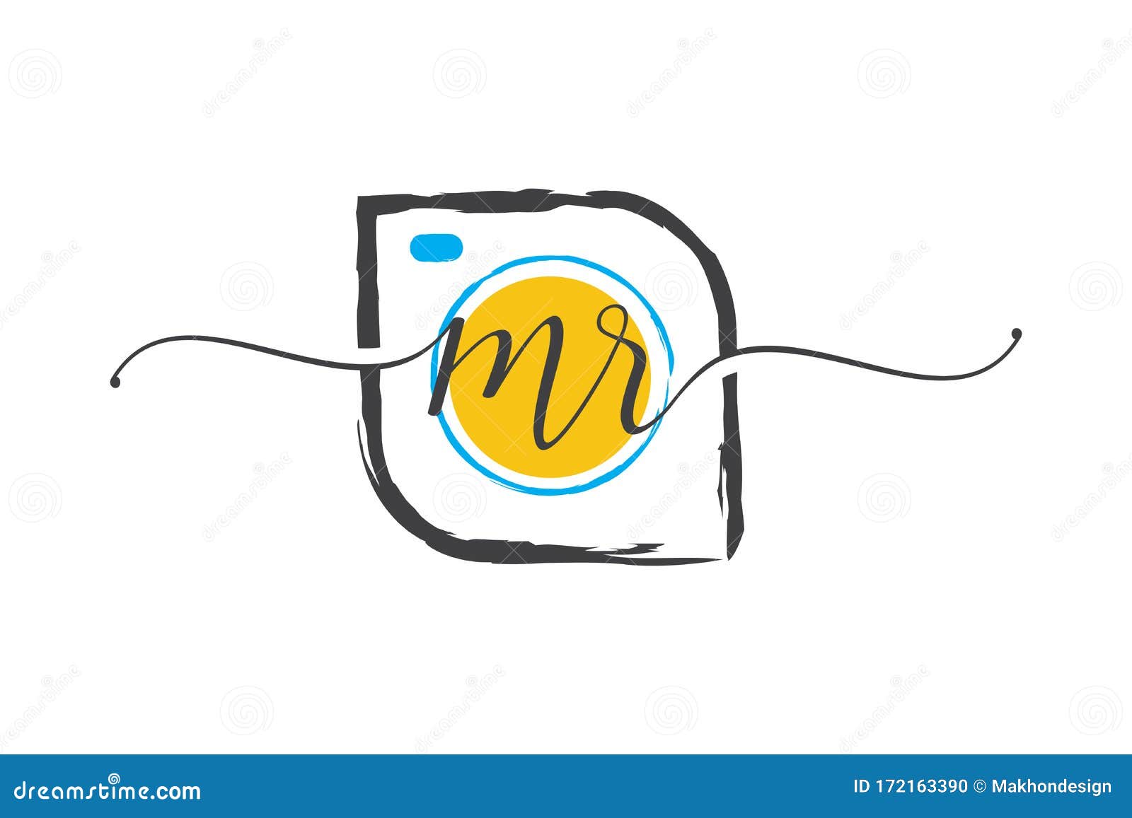 M R Initial Handwriting Logo Design with a Brush, Photography Logo ...
