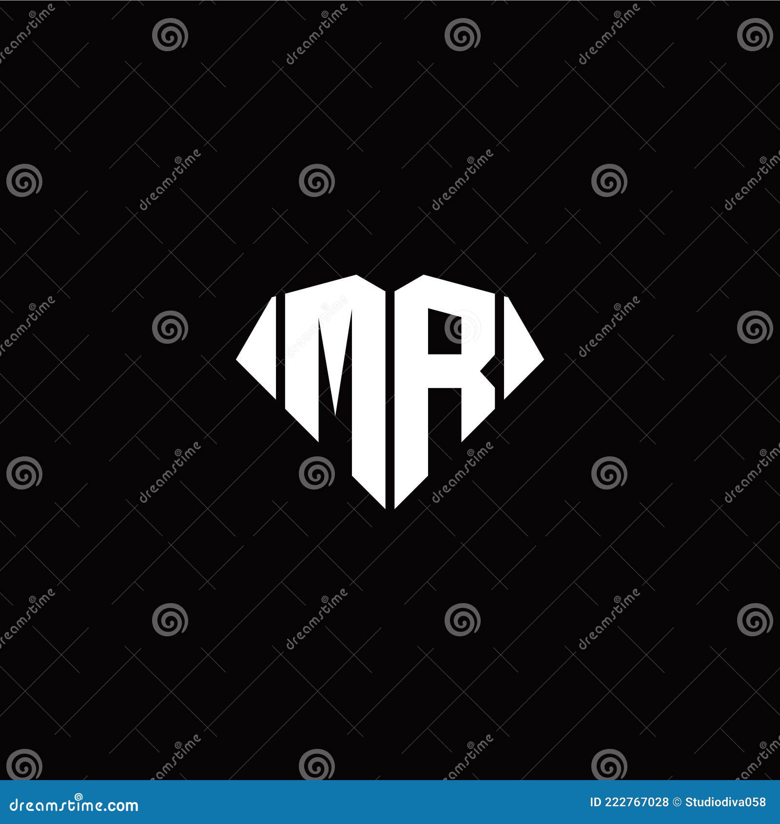 M R Initial Letter with Diamond Shape Origami Style Logo Template ...