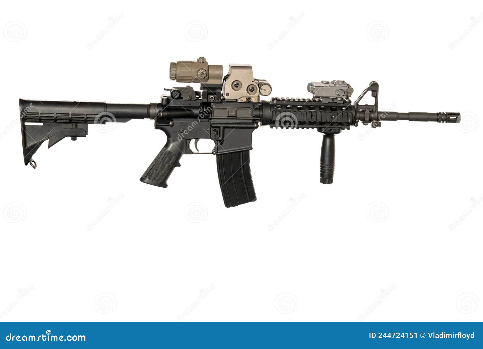 M4 Rifle with Optical Sight and Laser Device Stock Image - Image of ...