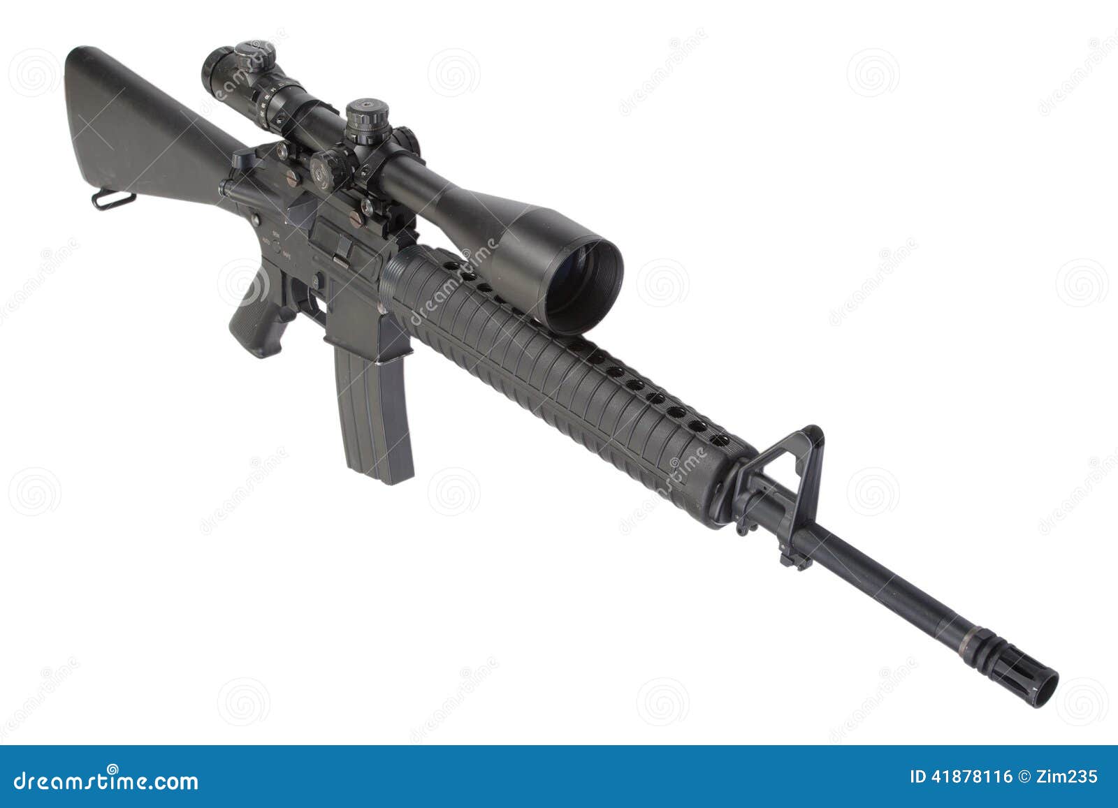 M16 Rifle with Telescopic Sight Stock Photo - Image of police, bullet ...