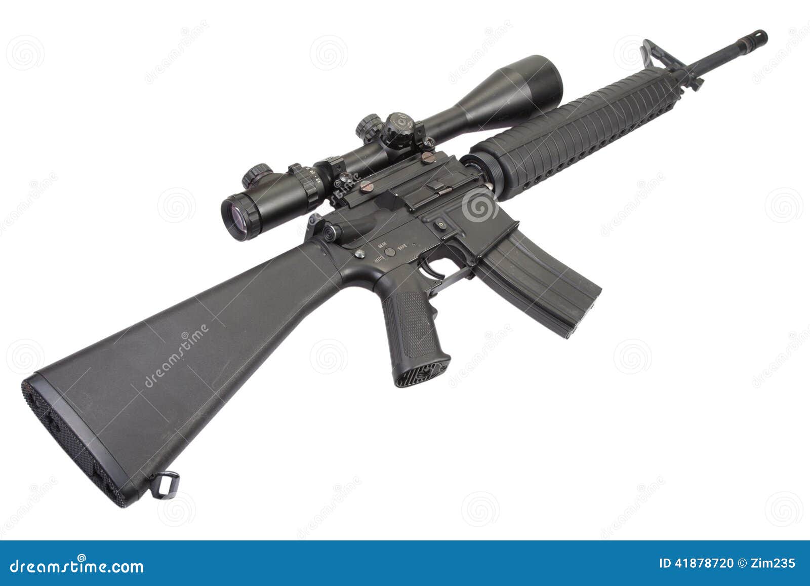 M16 Rifle with Telescopic Sight Stock Photo - Image of firearms, rifle ...