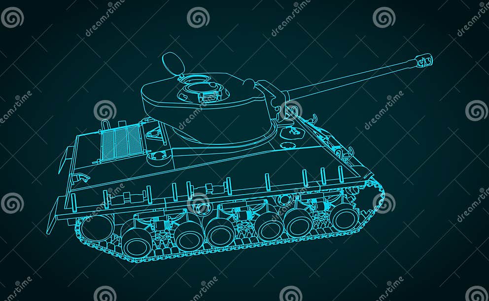 M4 Sherman Tank Illustration Stock Vector - Illustration of drawings ...