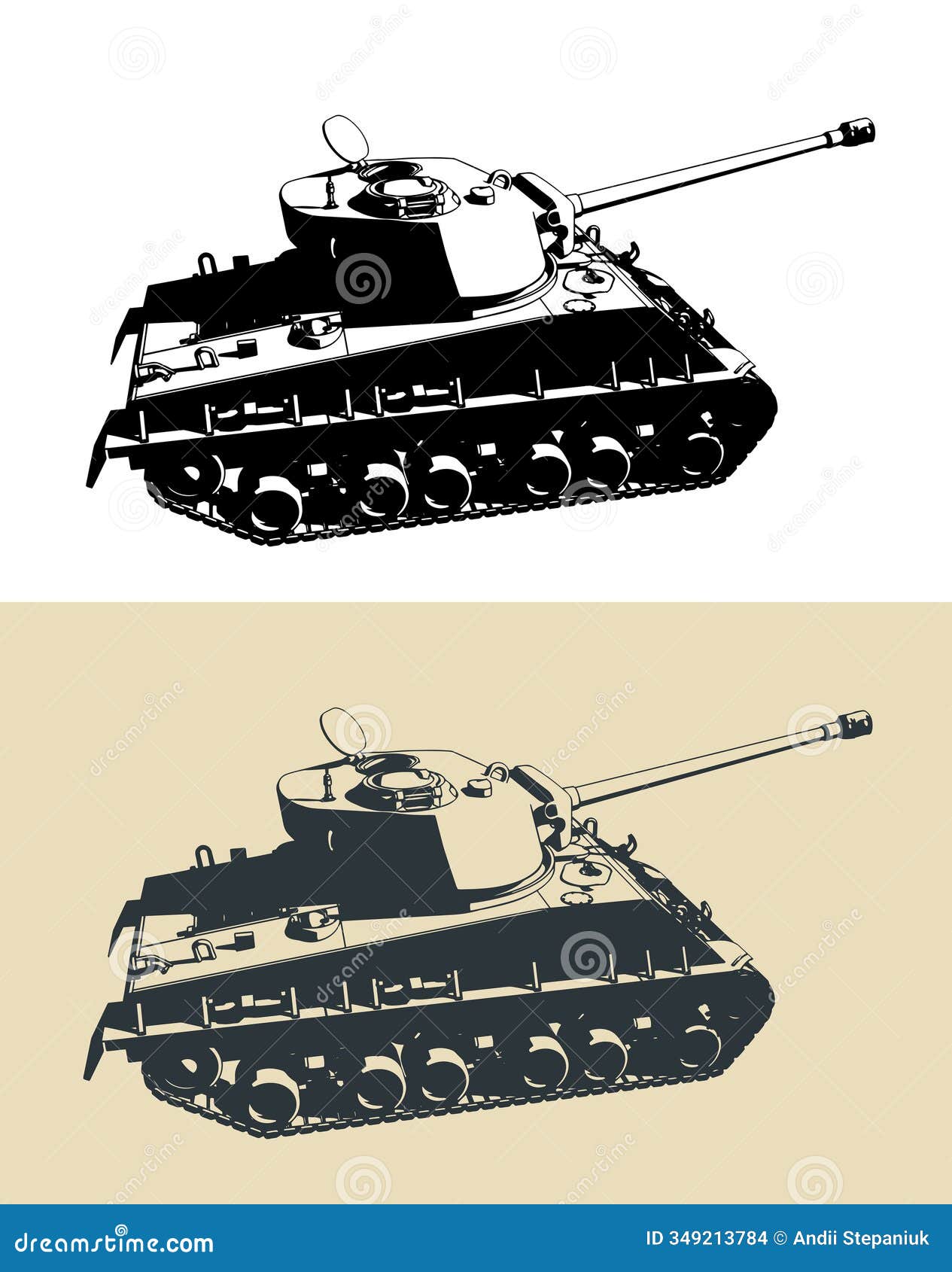 M4 Sherman tank stock vector. Illustration of armed - 349213784