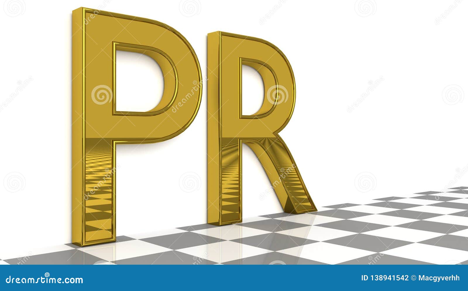 PR Sign in Gold and Glossy Letters Stock Illustration - Illustration of ...