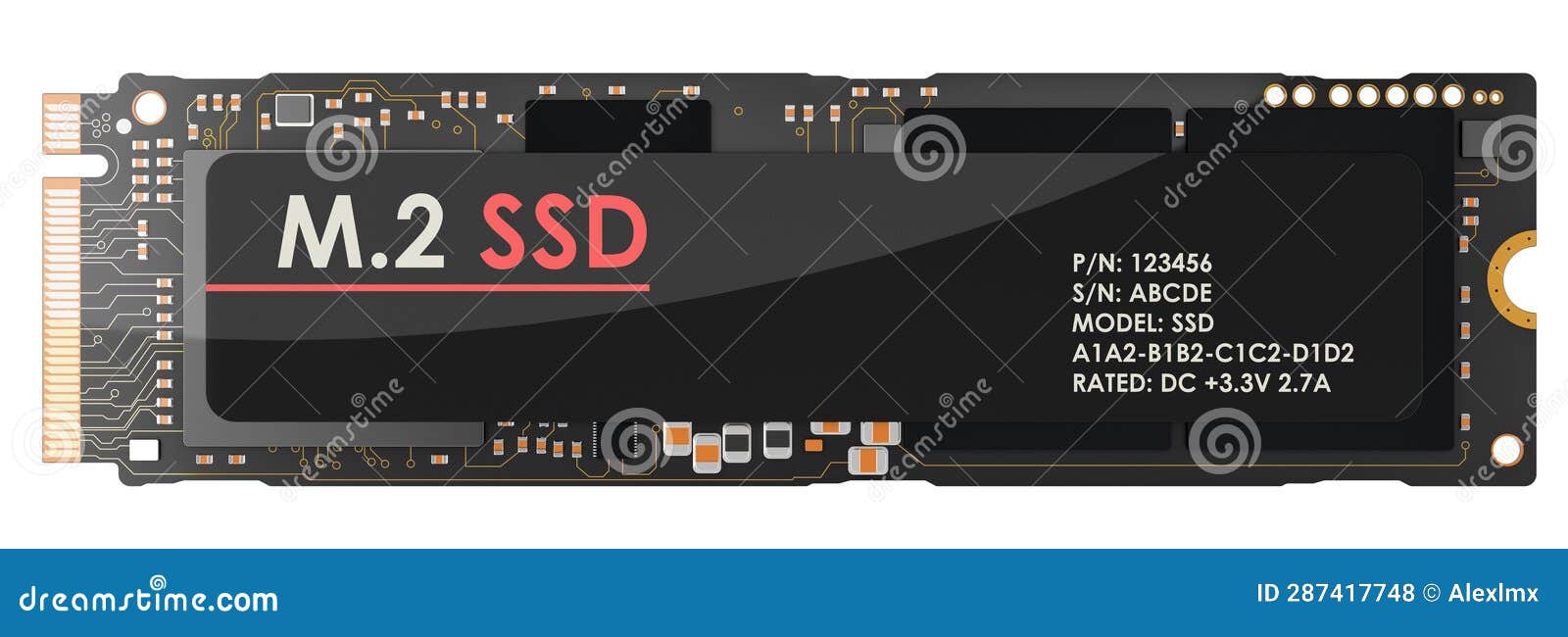 M2 SSD, 3D rendering stock illustration. Illustration of background ...