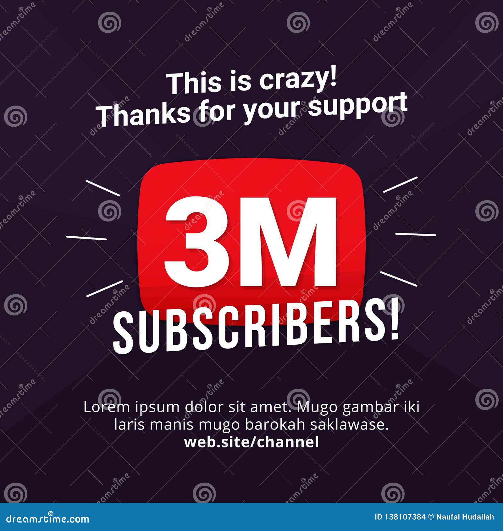 3M Subscribers Celebration Background Design. 3 Million Subscribe Stock ...