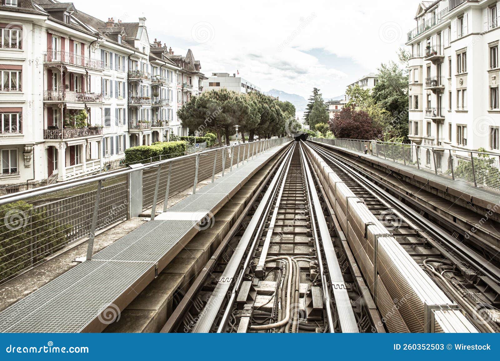 M2 Subway Rails in Lausanne, Switzerland Stock Image - Image of city ...