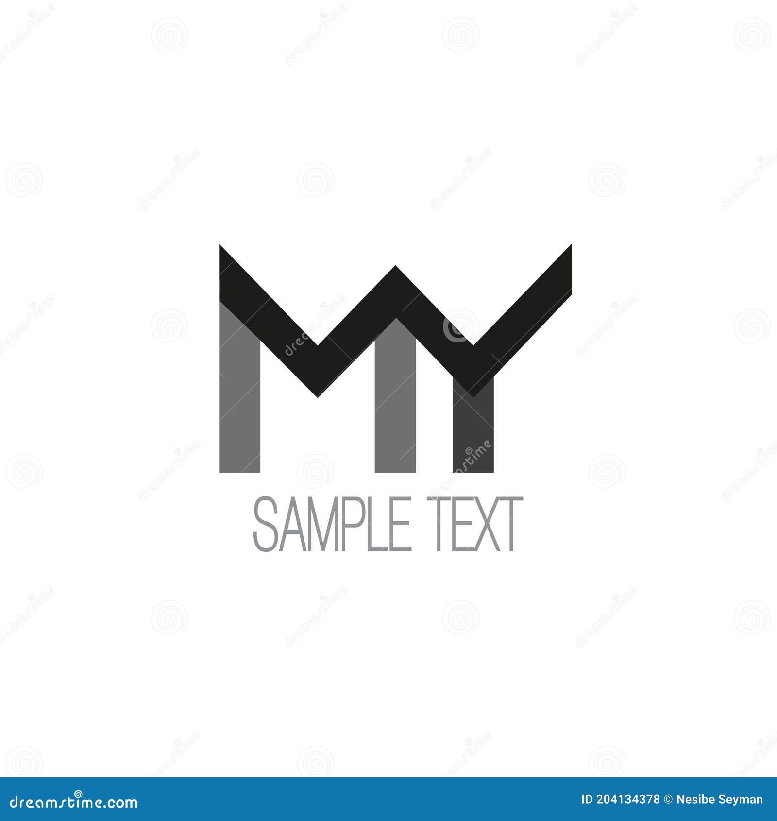 M Y , Logo Template, Illustration, White Background Stock Vector ...
