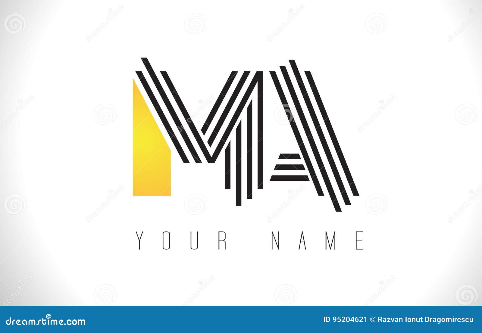 MA Black Lines Letter Logo. Creative Line Letters Vector Templat Stock ...