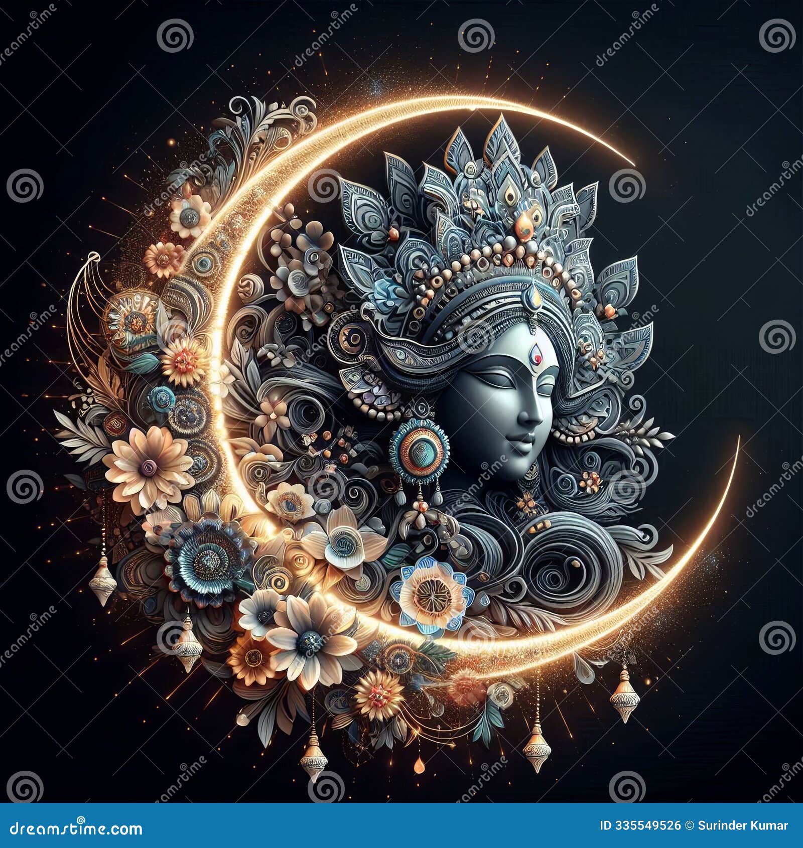 Ma Durga Hindu Godess Puja.Generative_ai Stock Illustration ...