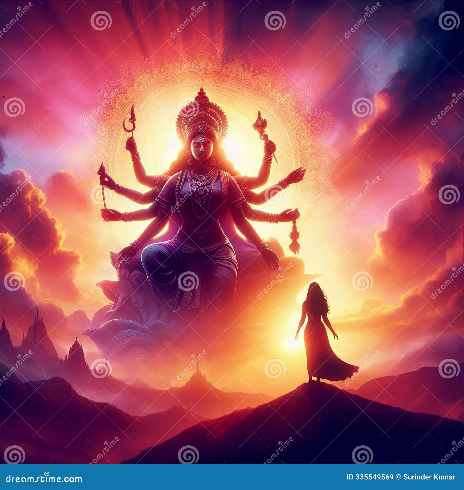 Ma Durga Hindu Godess Puja.Generative_ai Stock Illustration ...