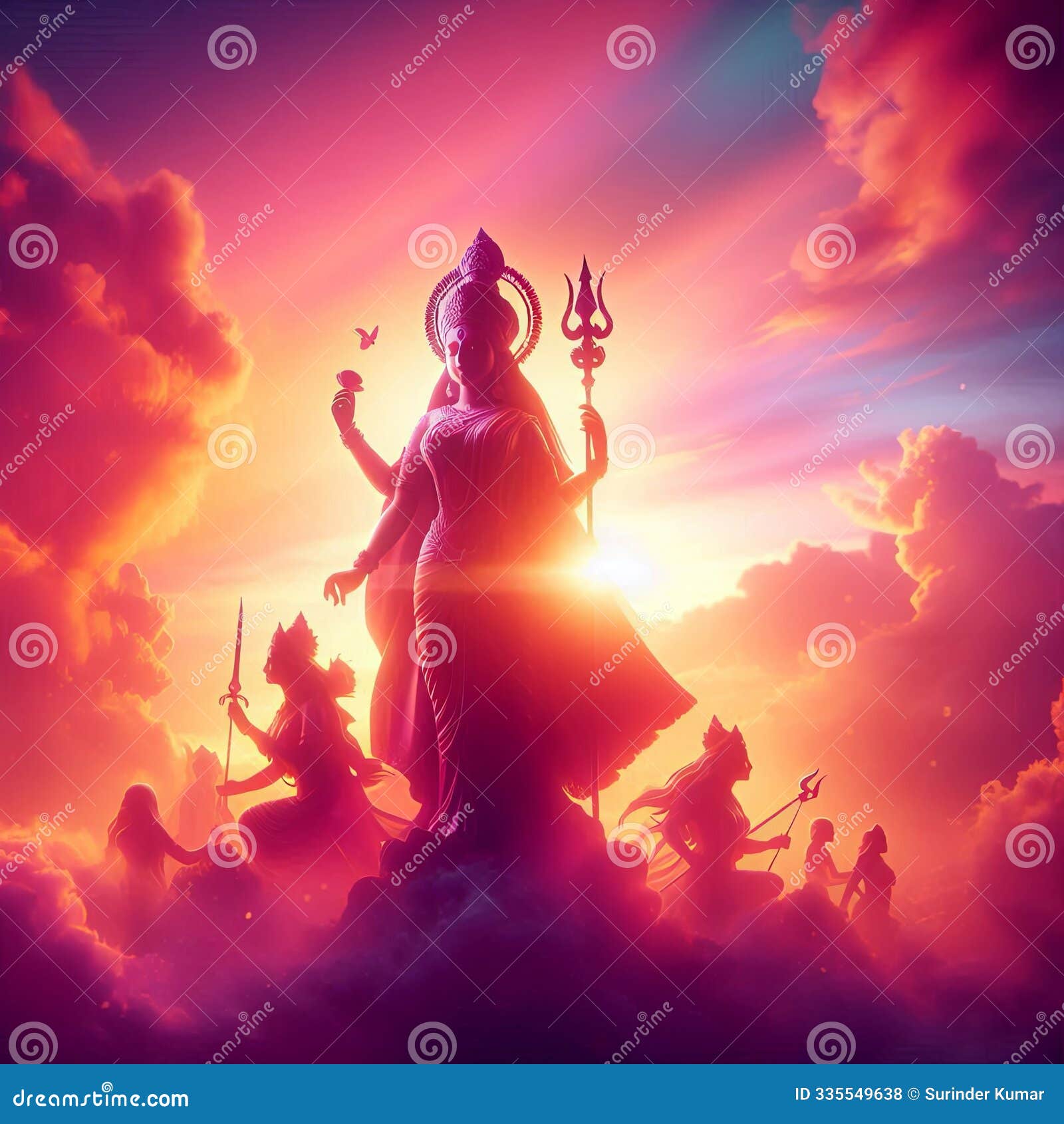 Ma Durga Hindu Godess Puja.Generative_ai Stock Illustration ...