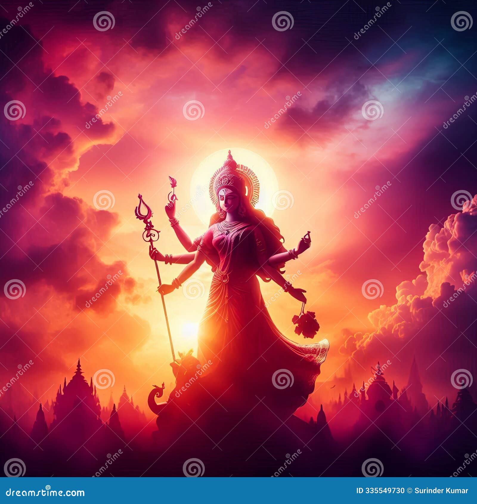 Ma Durga Hindu Godess Puja.Generative_ai Stock Illustration ...