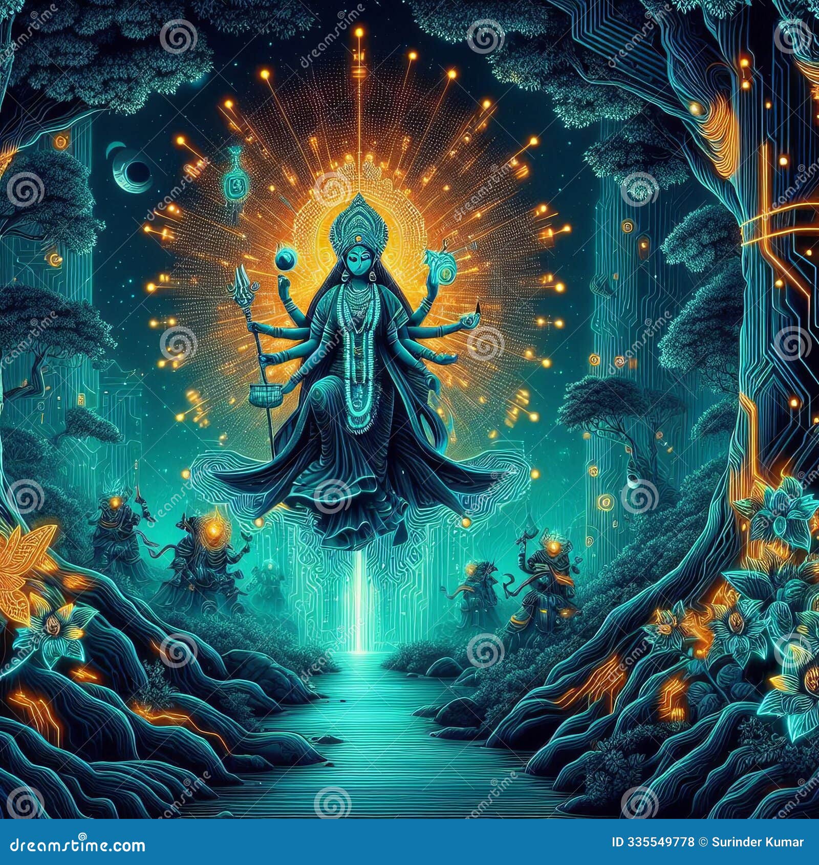 Ma Durga Hindu Godess Puja.Generative_ai Stock Illustration ...