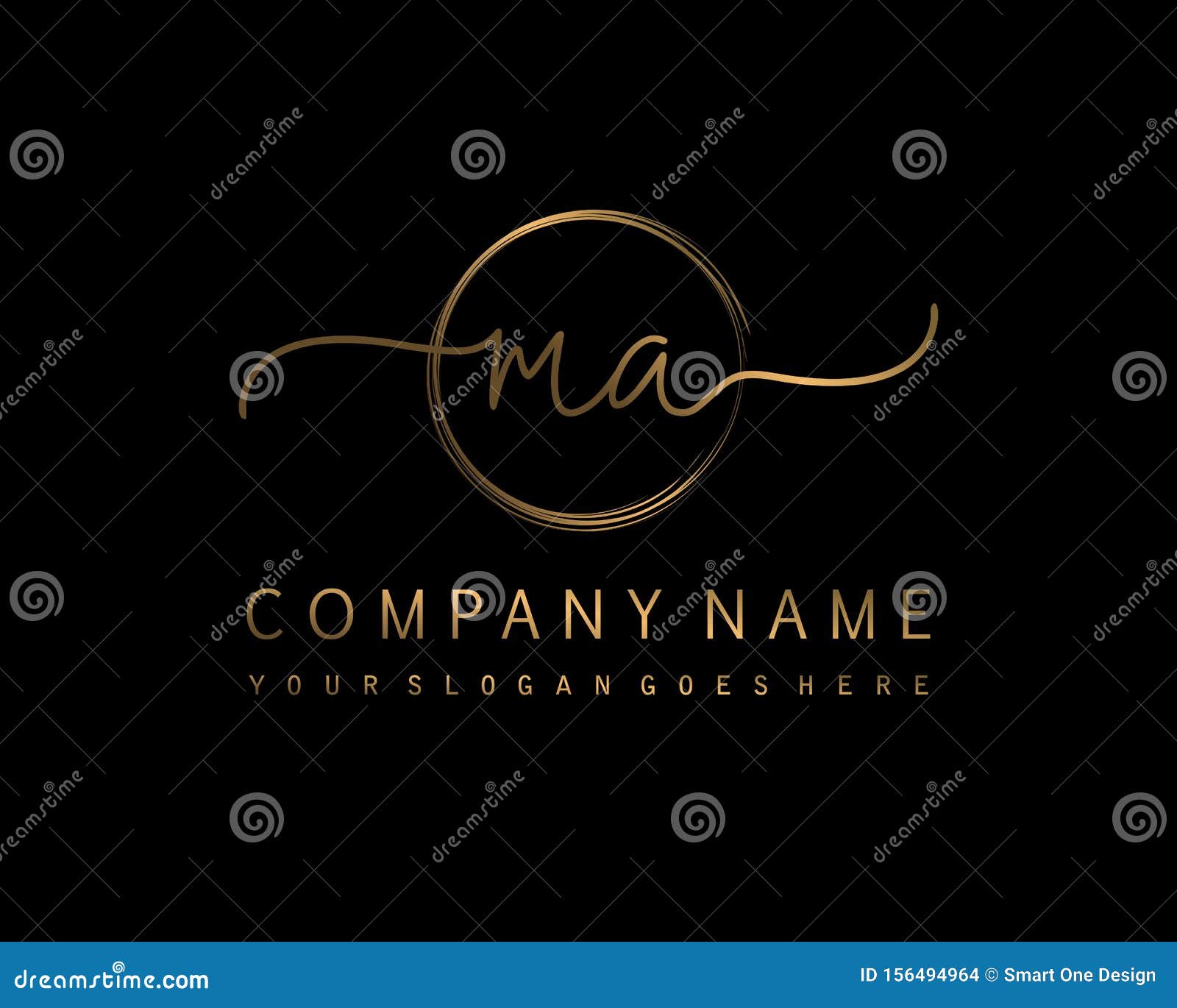 MA Initial Handwriting Logo Circle Hand Drawn Template Vector Stock ...