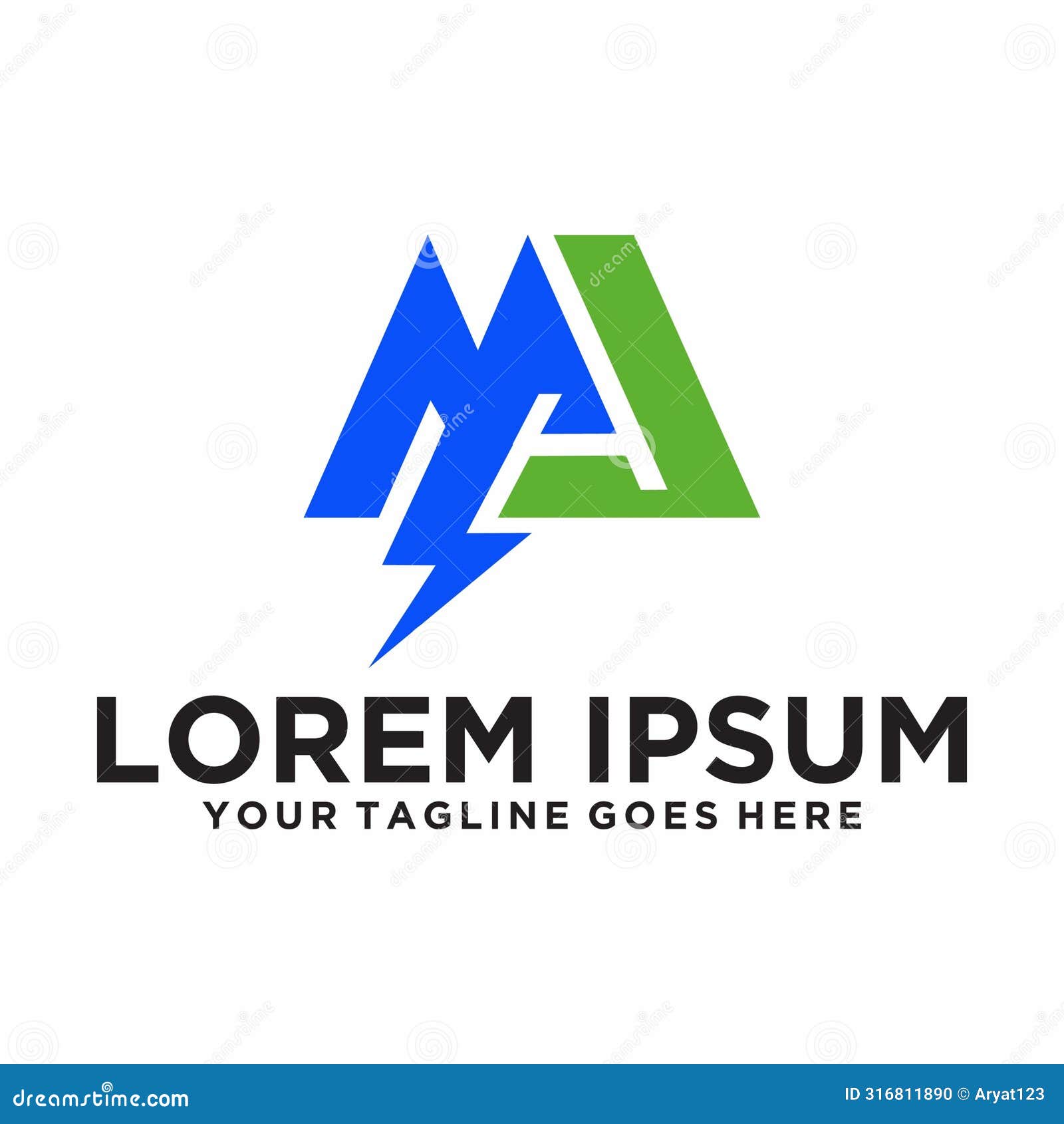 MA Letter Lightning Energy Logo Stock Illustration - Illustration of ...