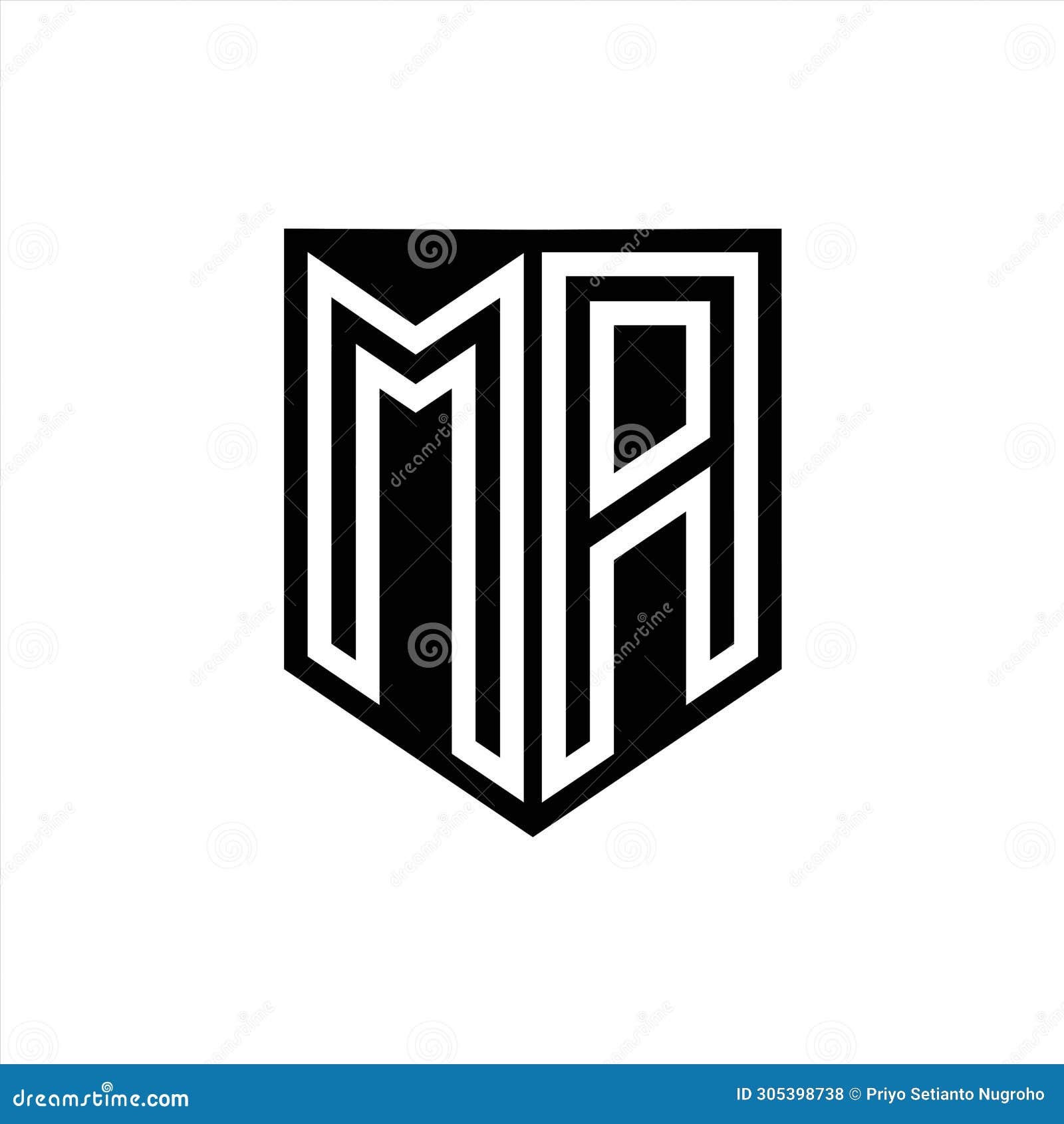 MA Logo Monogram Shield Geometric White Line Inside Black Shield Color ...