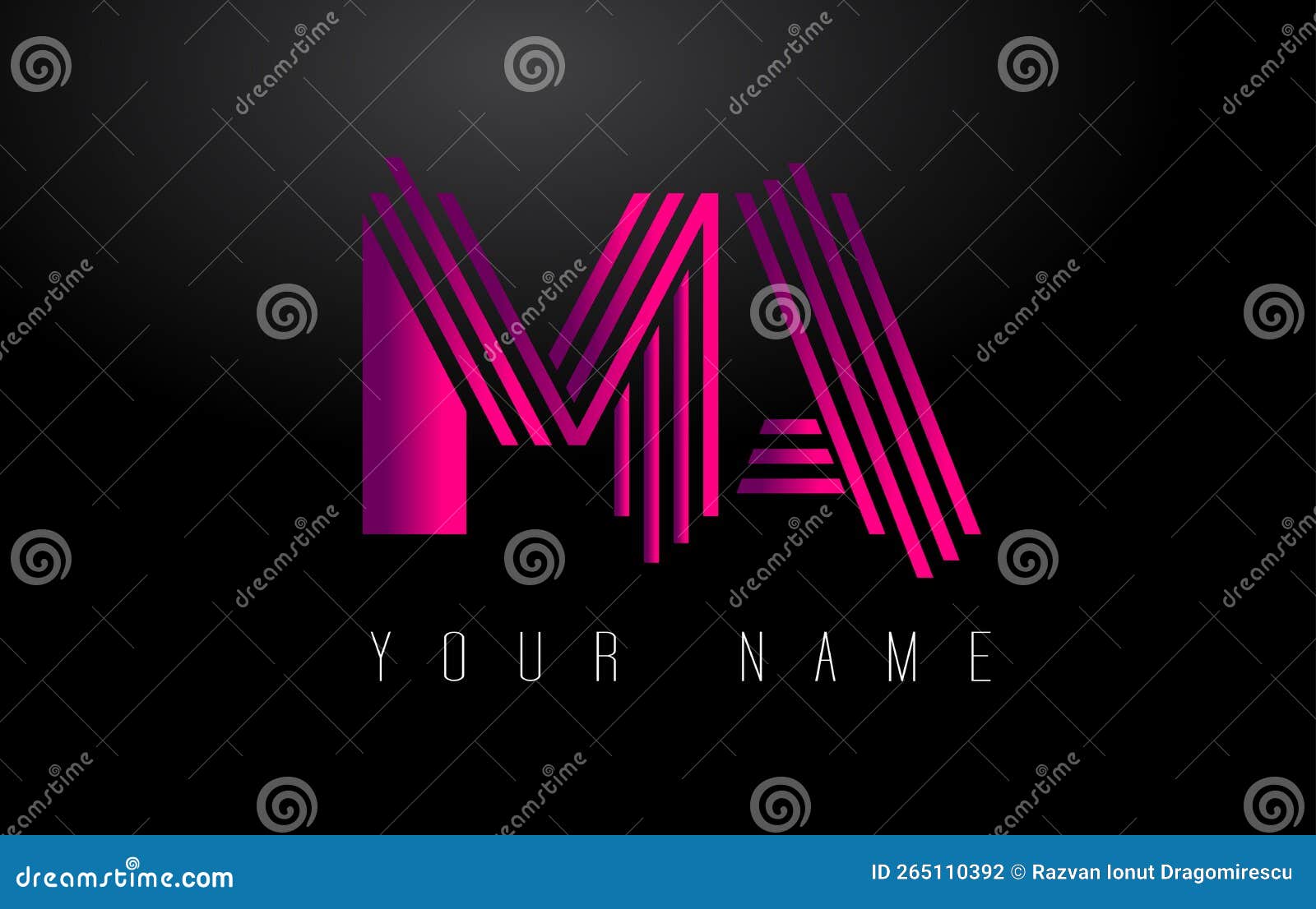 MA Magenta Lines Letter Logo. Creative Line Letters Vector Template ...