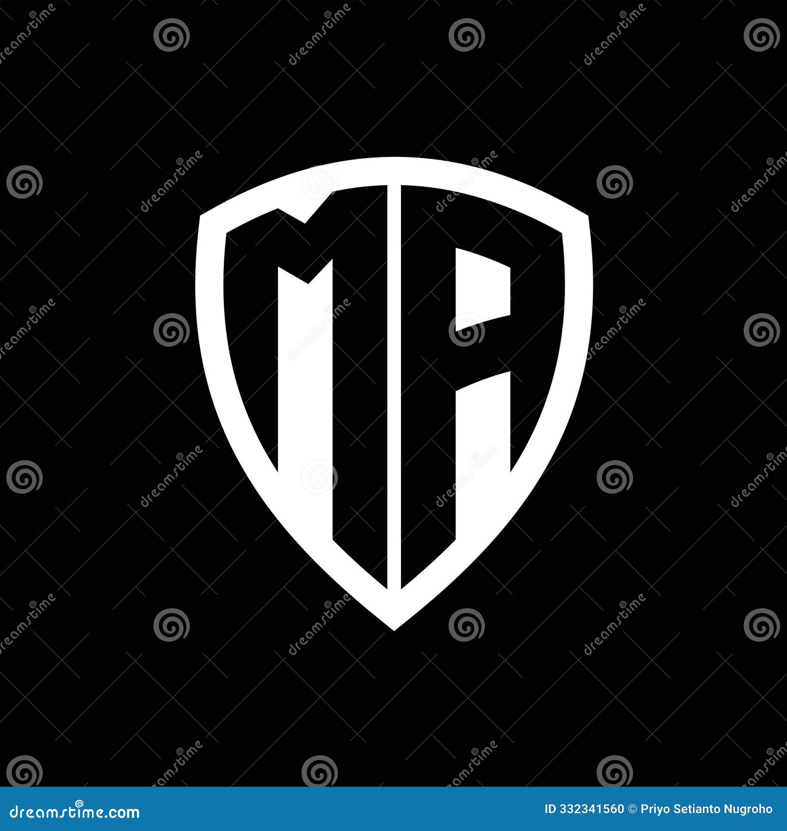 MA Monogram Logo with Bold Letters Shield Shape with Black and White ...