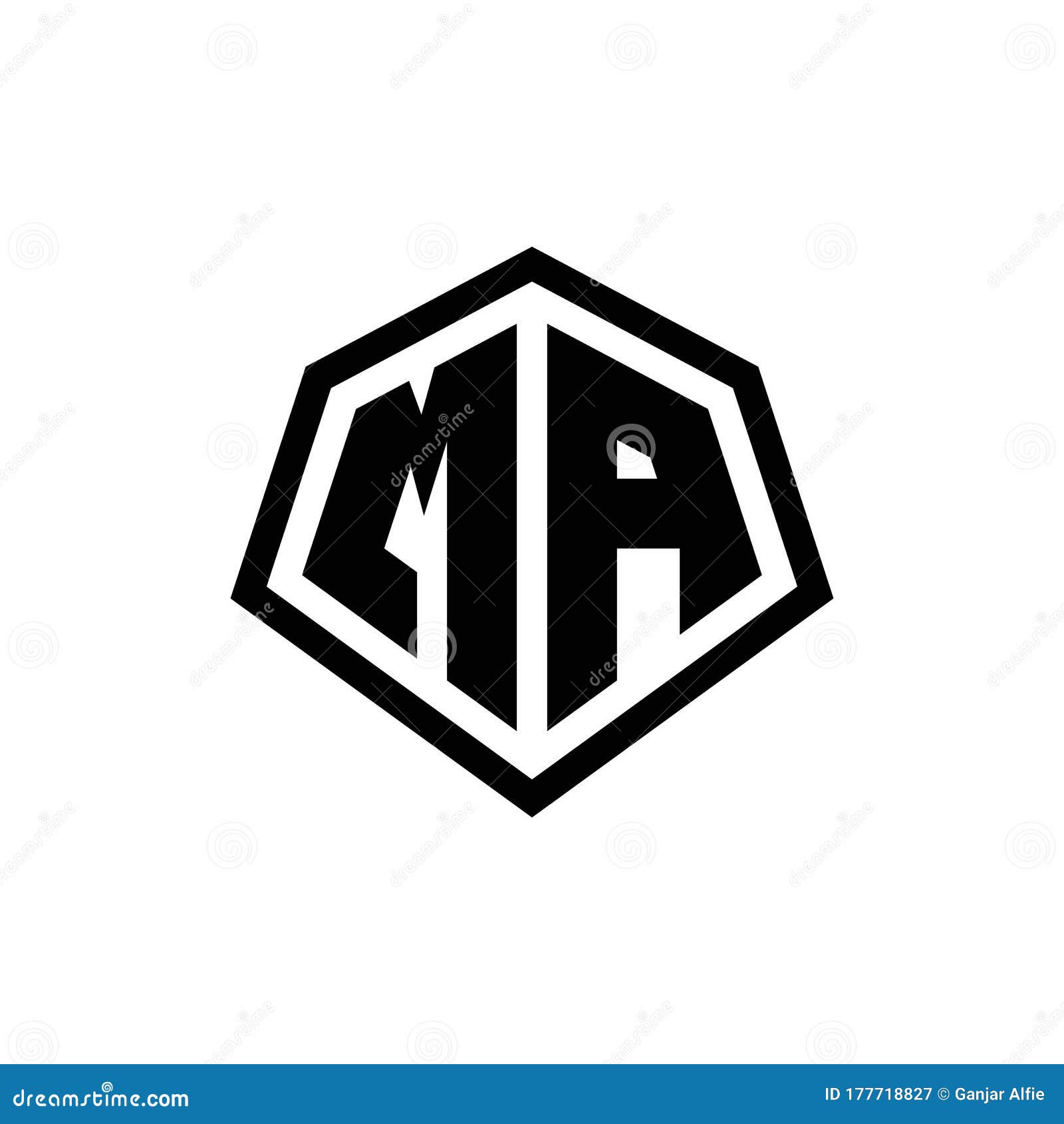 MA Monogram Logo with Hexagon Shape and Line Rounded Style Design ...
