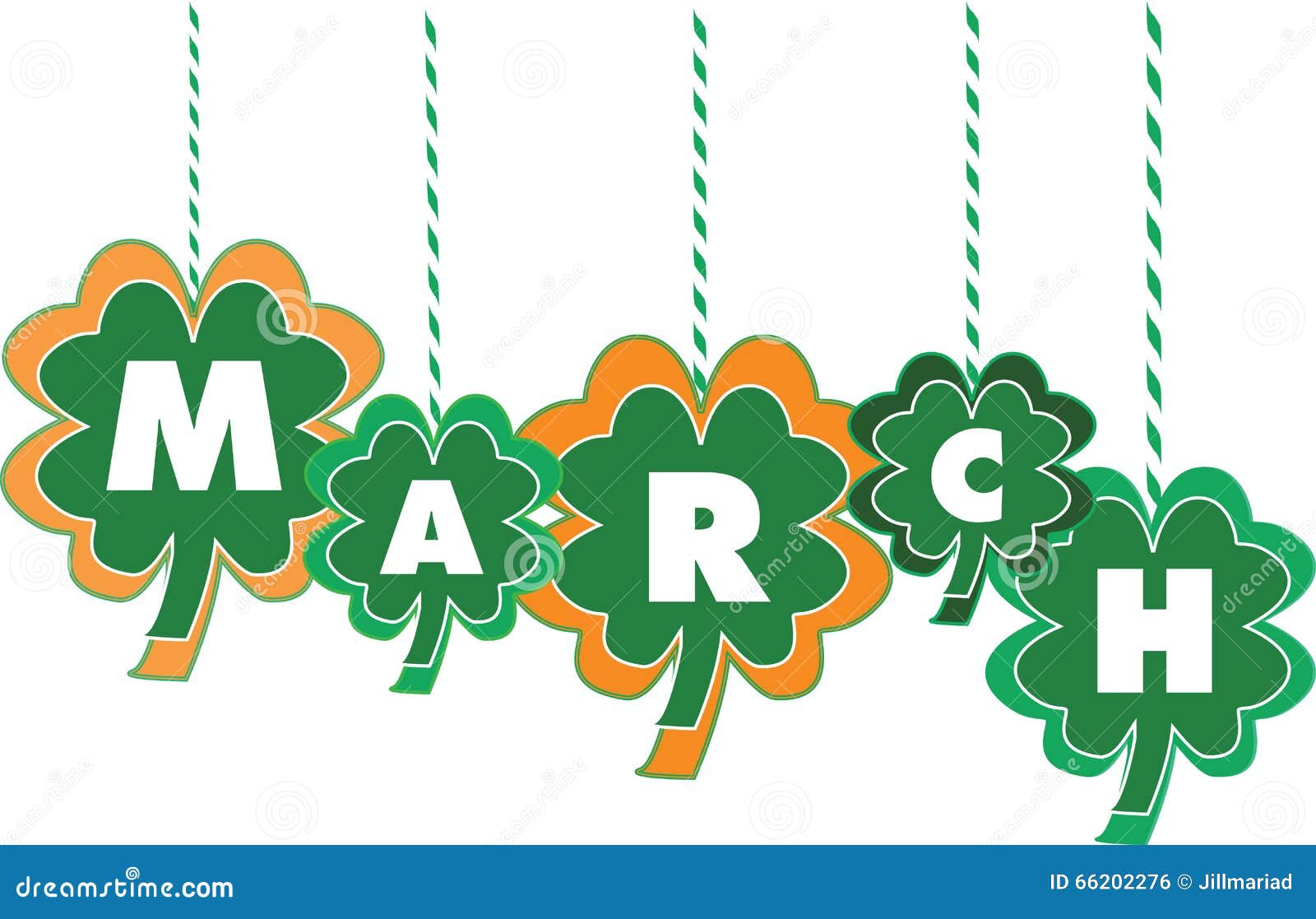 Maand Van Maart-Tekst Binnen Klavers Vector Illustratie - Illustration ...