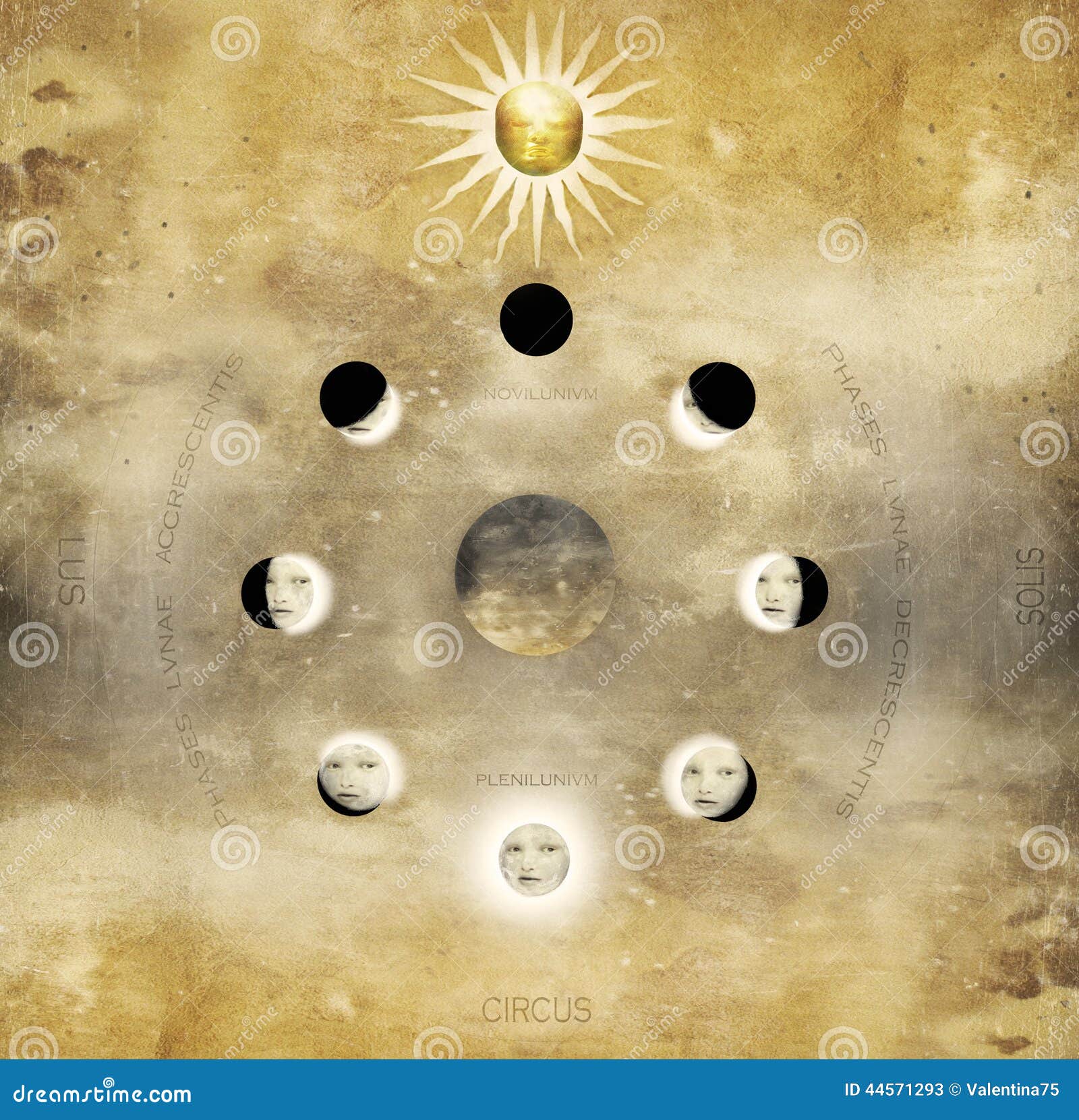 Maanfasen in rondschrijven stock illustratie. Illustration of ...