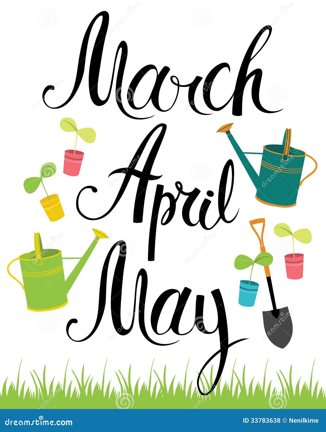 Maart, April, Mei vector illustratie. Illustration of brief - 33783638