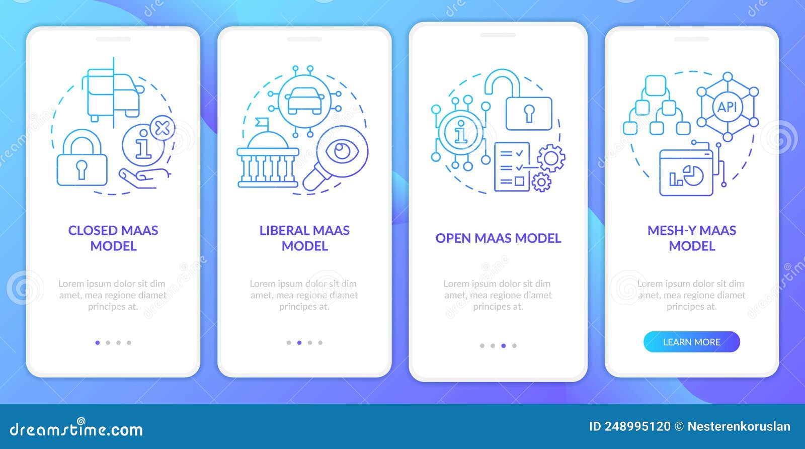 MaaS Models Blue Gradient Onboarding Mobile App Screen Stock Vector ... MaaS Models Blue Gradient Onboarding Mobile App Screen Stock Vector ...