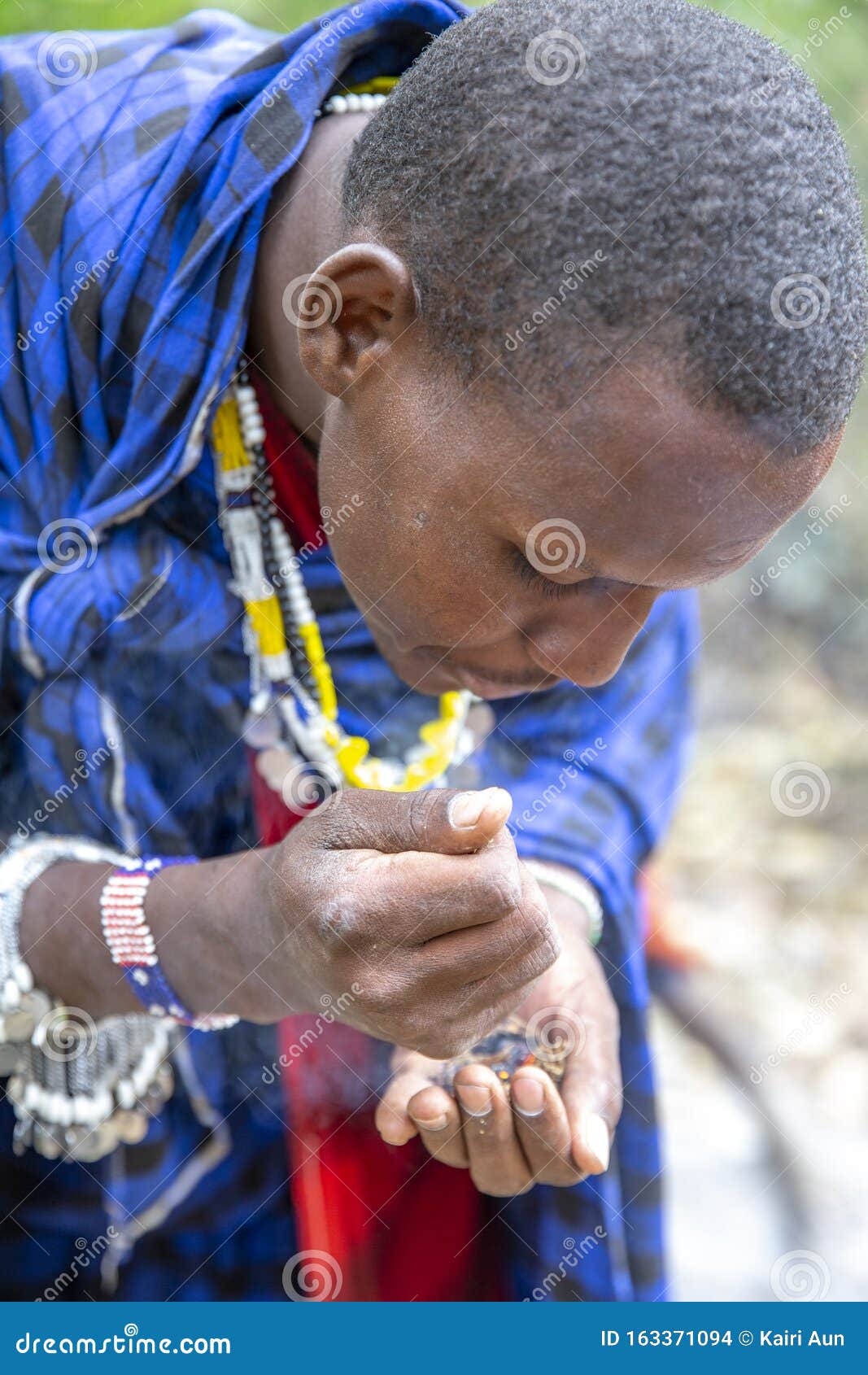 Maasai Warrior Man Making Fire Editorial Stock Image - Image of rural ...