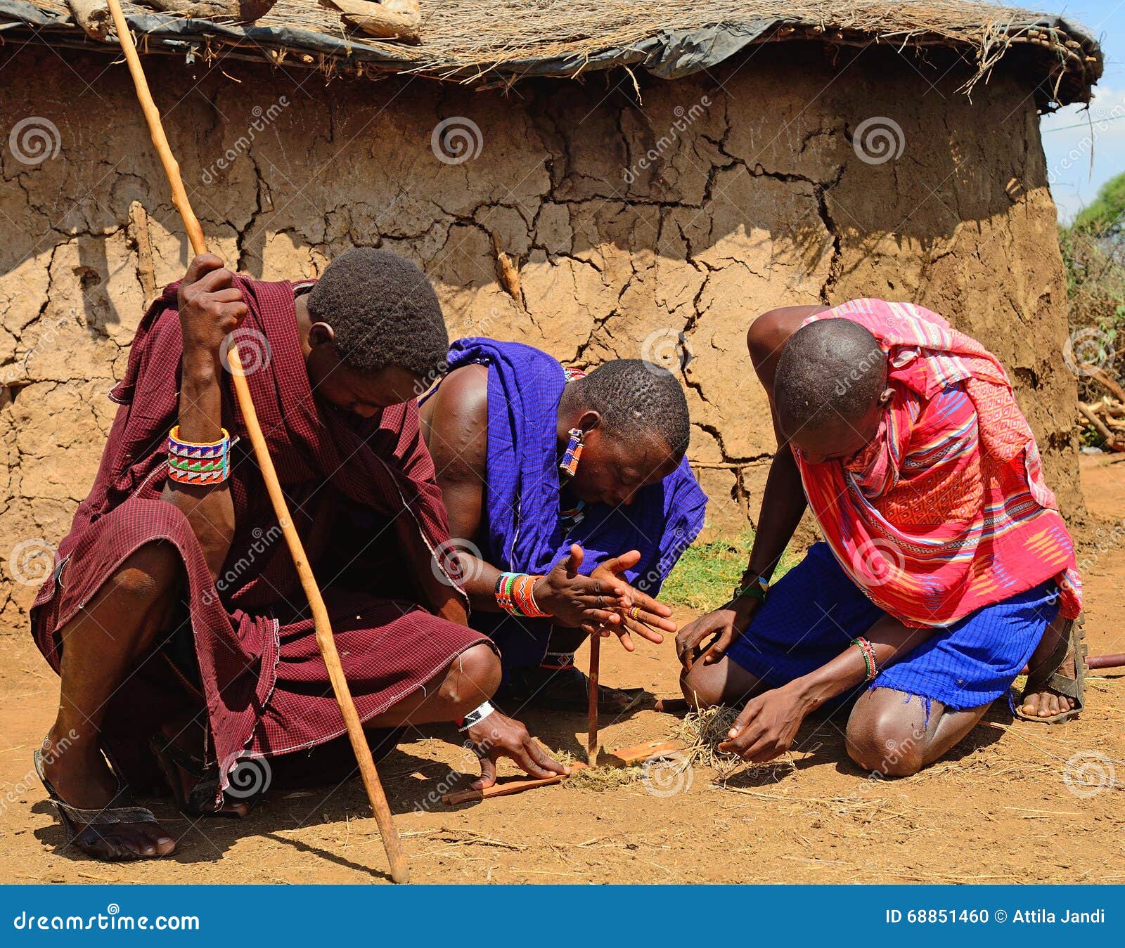 Maasai Men Lighting Fire, Kenya Editorial Image - Image of natural ...