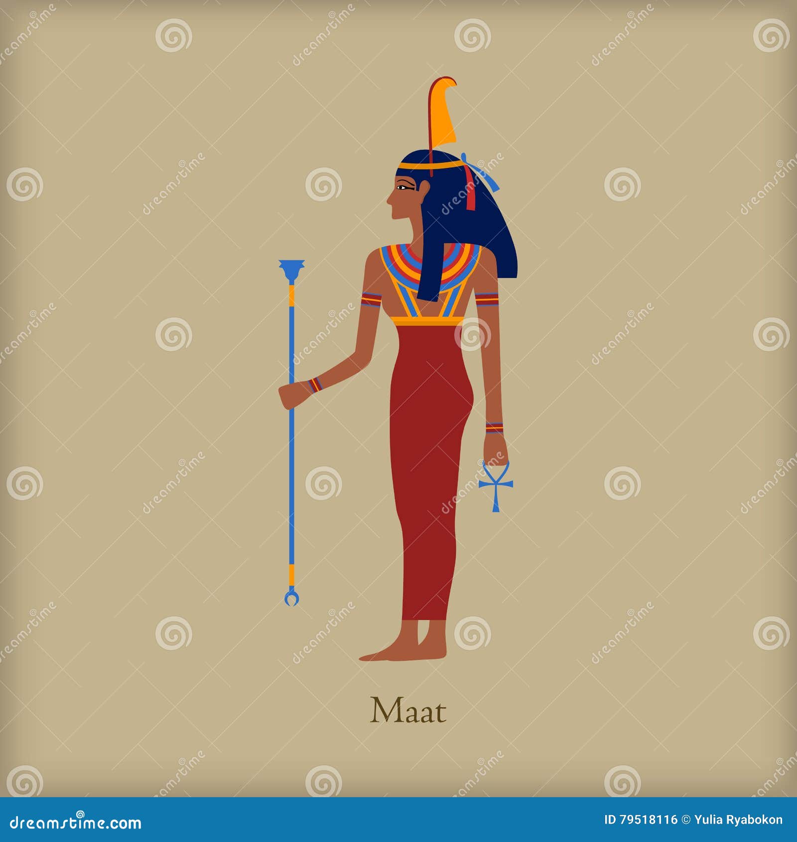 Maat, Goddess of Justice Icon, Flat Style Stock Vector - Illustration ...