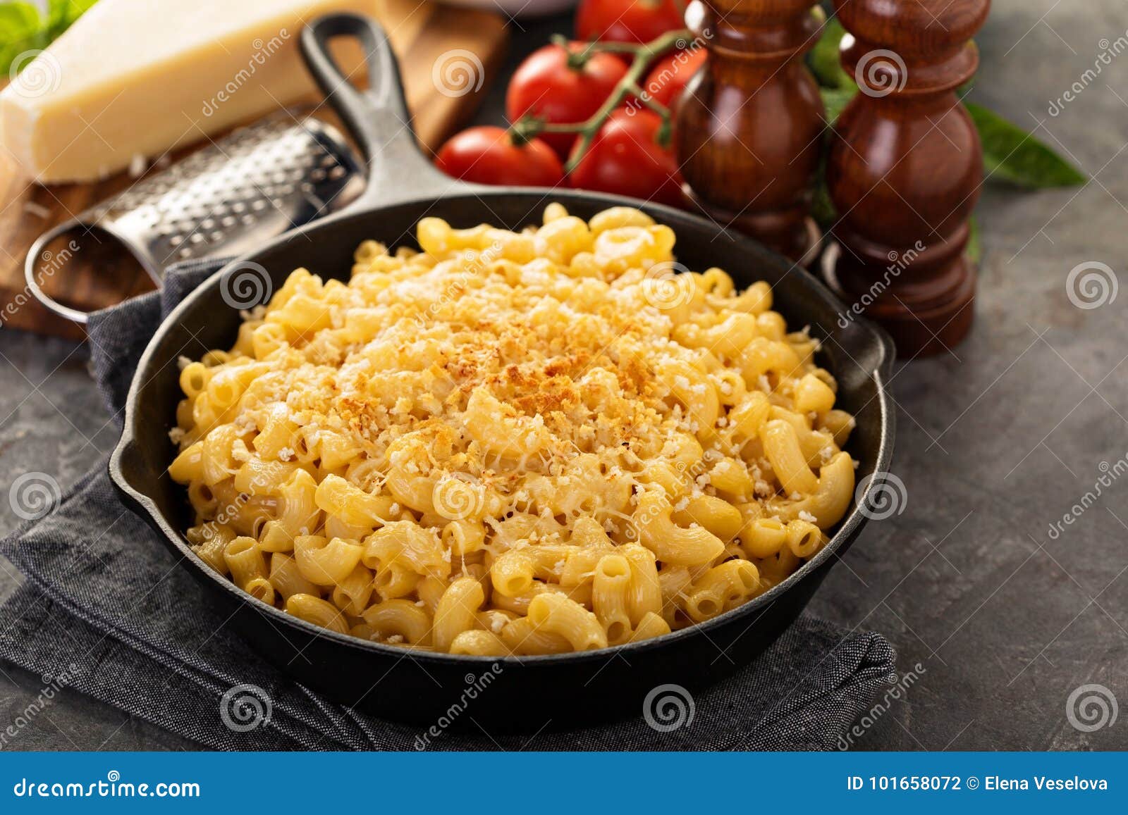Mac and Cheese in a Cast Iron Pan Stock Photo - Image of food, kids ...