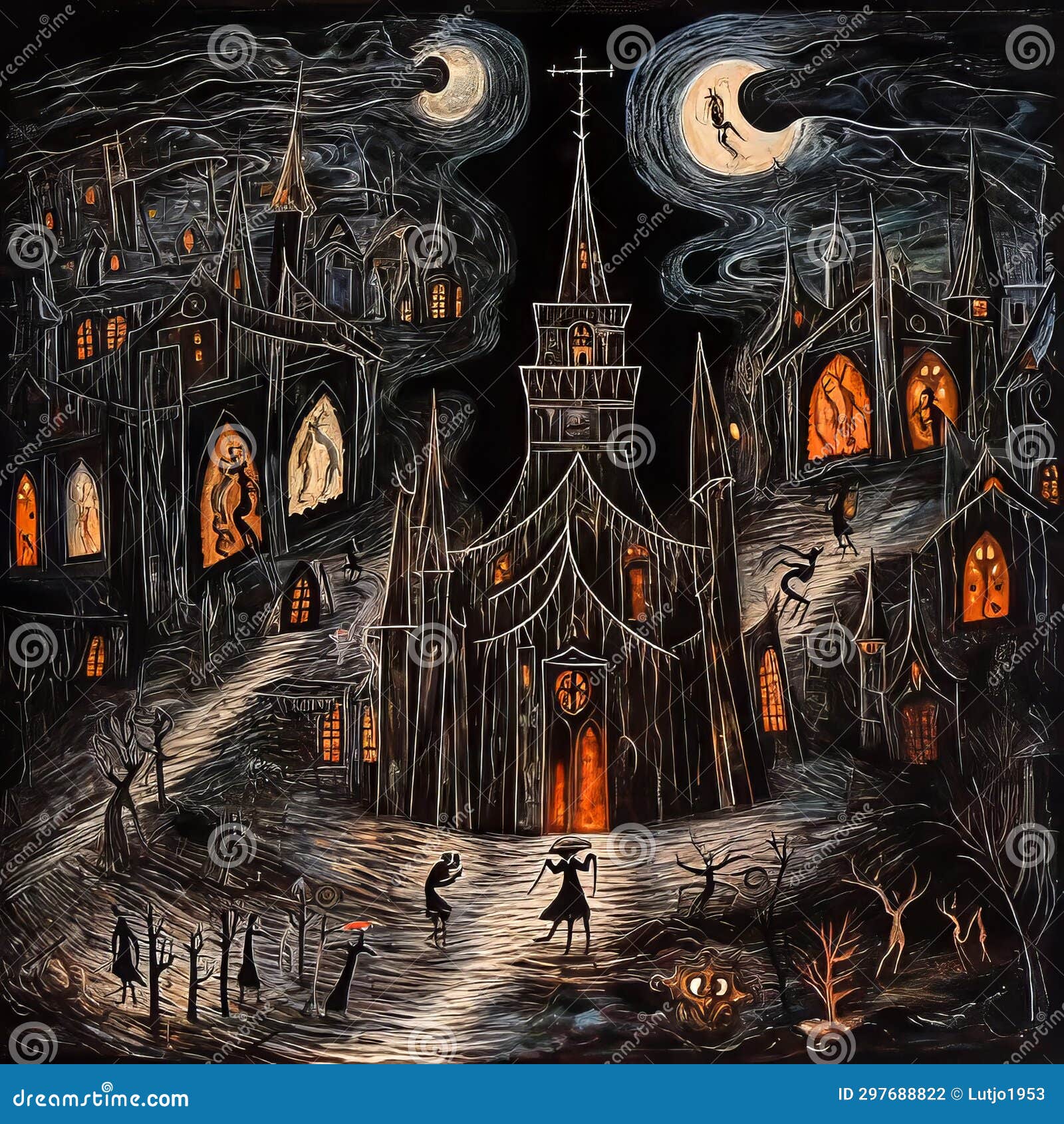 Macabre German Expressionism Painting Stock Illustration ...