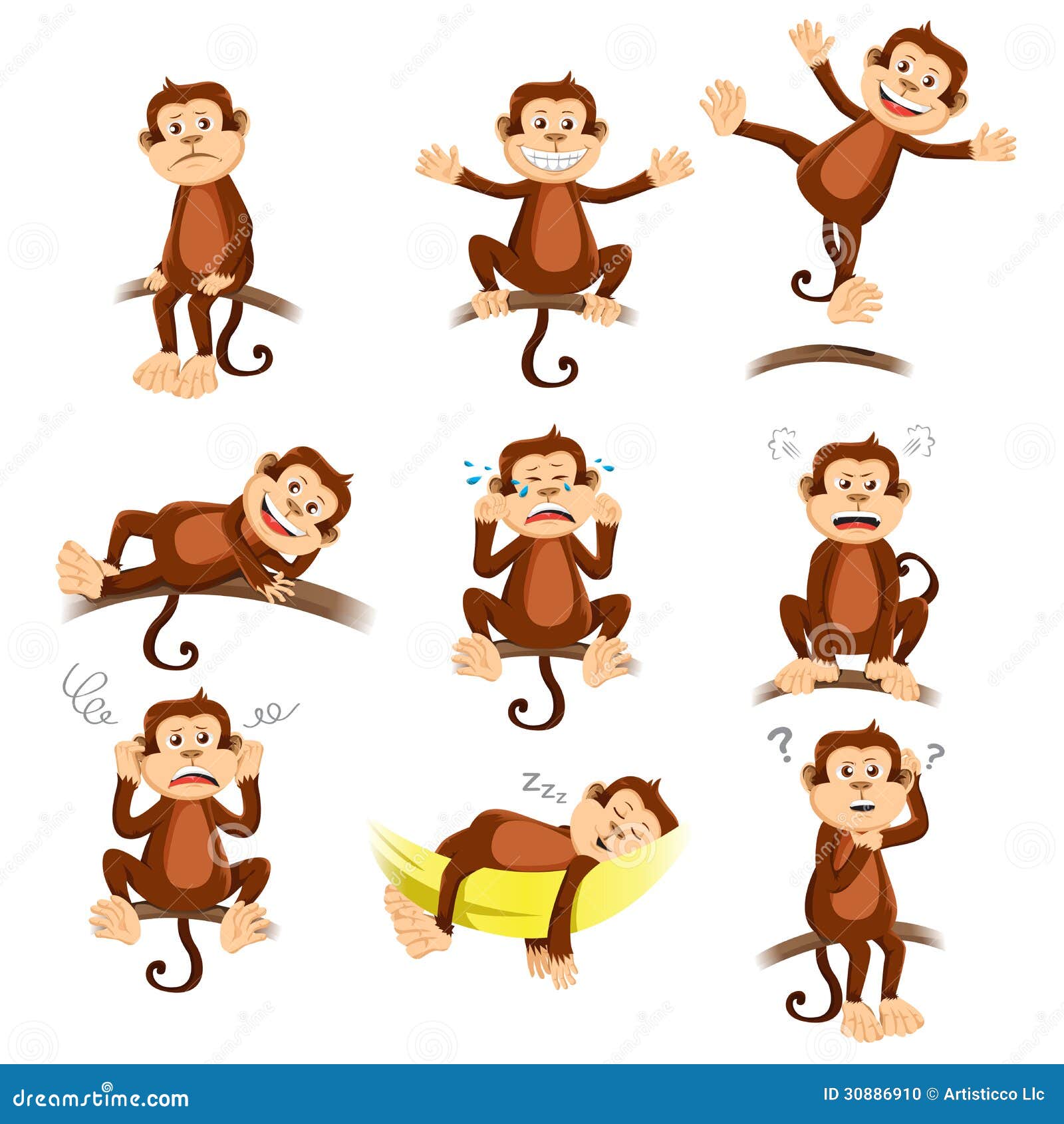 Macaco Com Expressão Diferente Ilustração do Vetor - Ilustração de ...