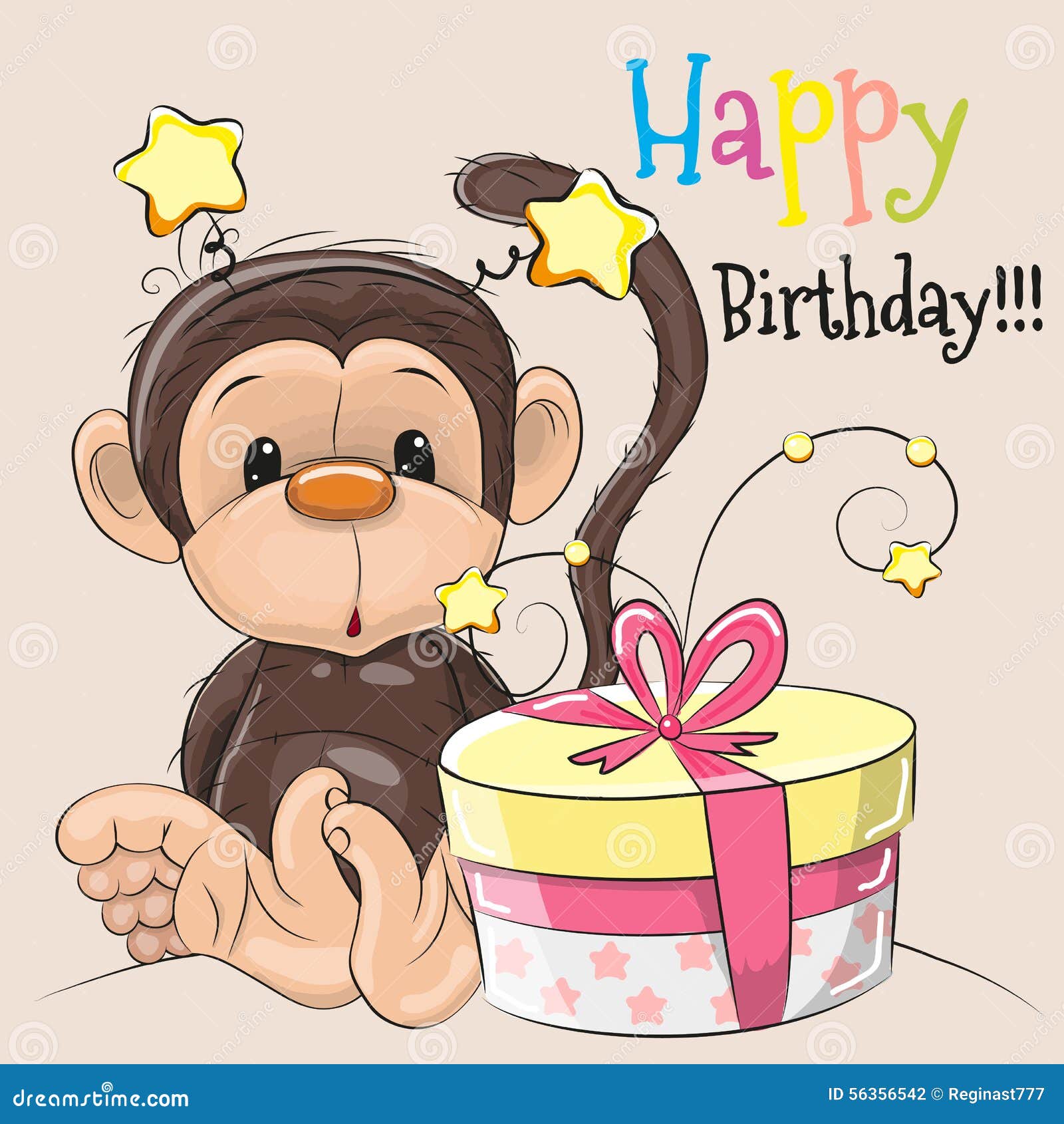 Macaco com presente ilustração do vetor. Ilustração de animais - 56356542
