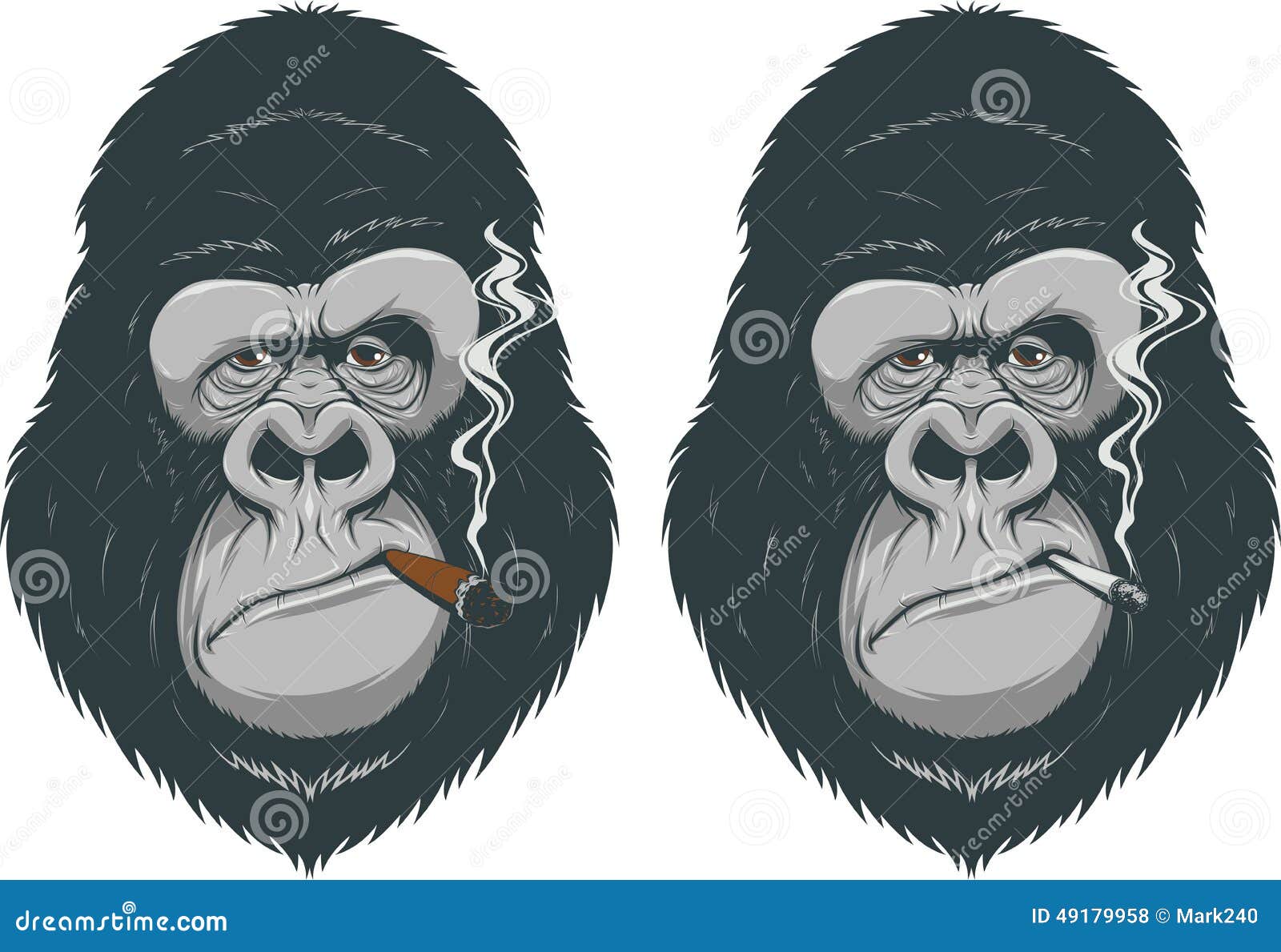 Macaco com um cigarro ilustração do vetor. Ilustração de retro - 49179958