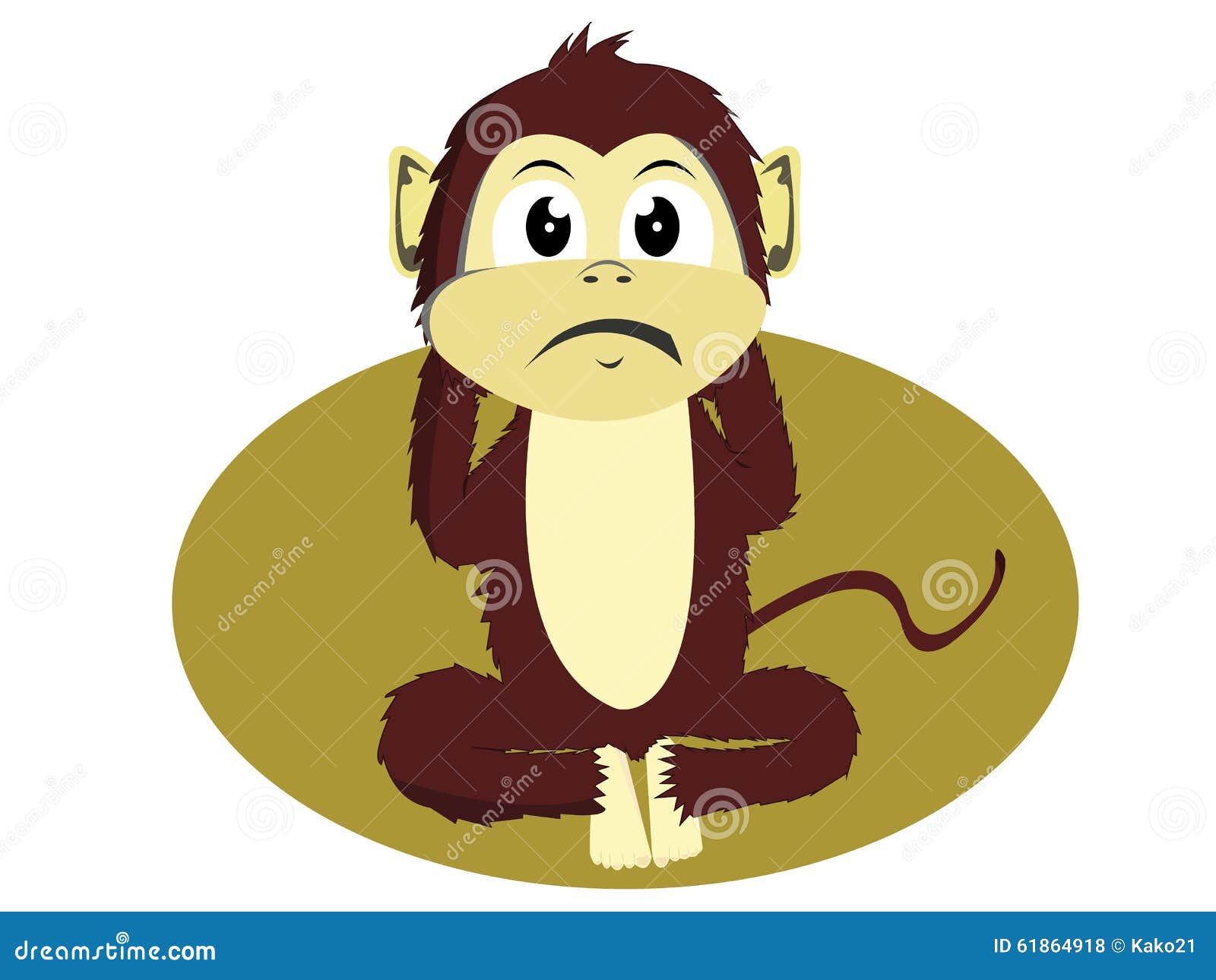 Macaco confuso ilustração do vetor. Ilustração de tristeza - 61864918