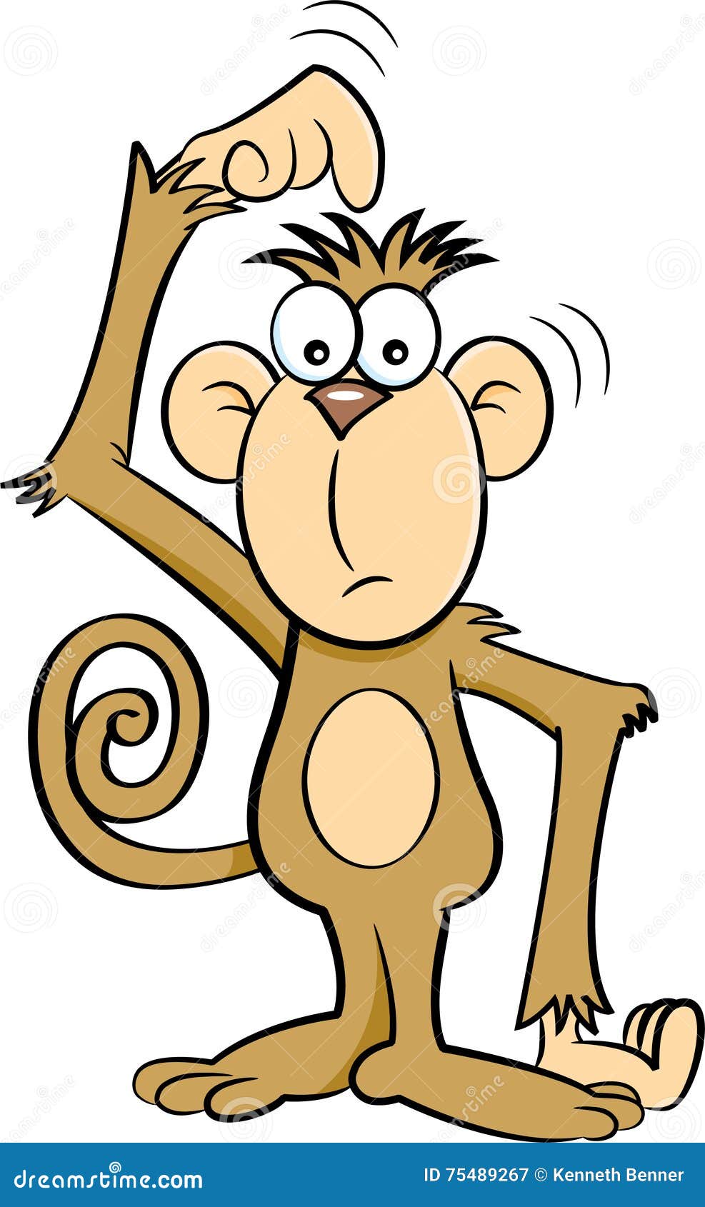 Macaco Confuso Dos Desenhos Animados Ilustração do Vetor - Ilustração ...