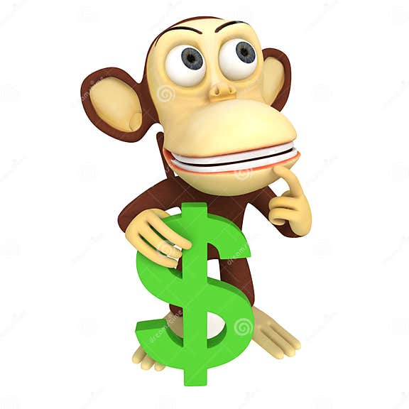Macaco 3d Com Sinal De Dólar Ilustração Stock - Ilustração de economias ...