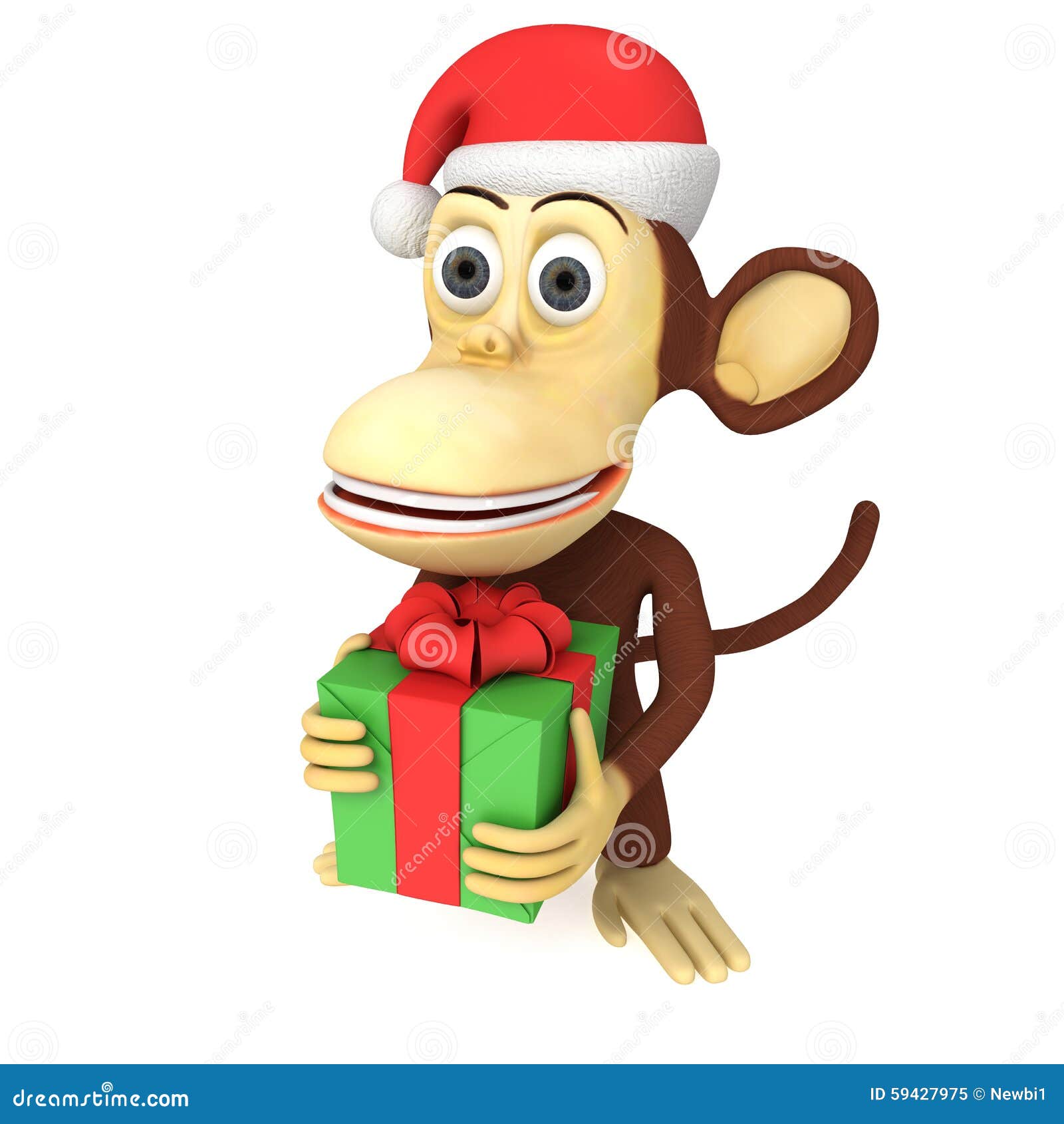 Macaco 3d Engraçado Com Presente Ilustração Stock - Ilustração de ...