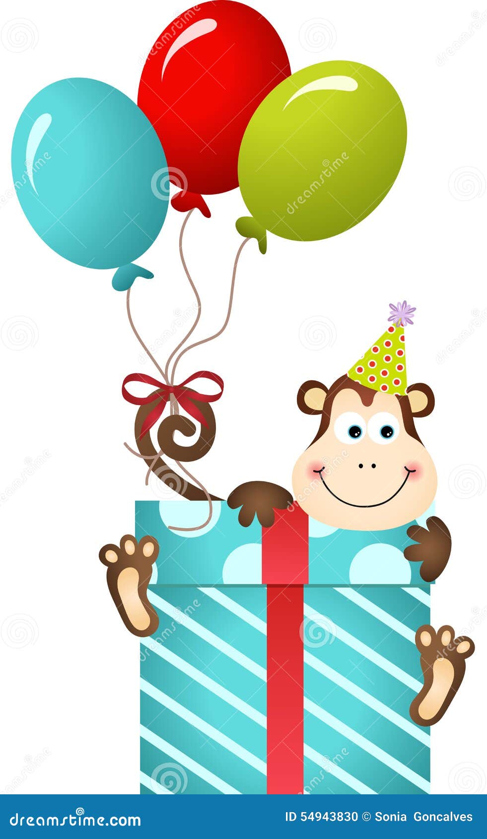 Macaco Do Aniversário Na Caixa De Presente Ilustração do Vetor ...