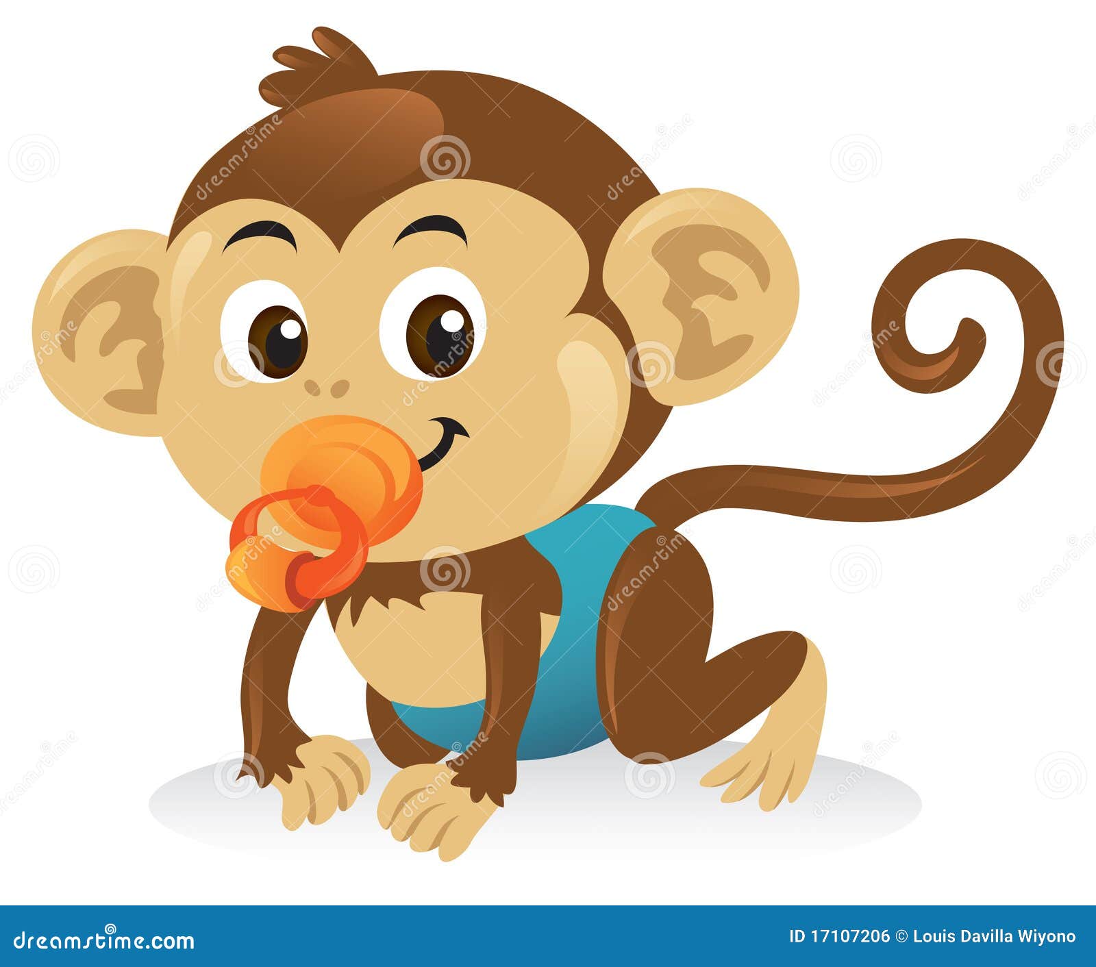 Macaco Do Bebê Com Pacifier Ilustração do Vetor - Ilustração de ...