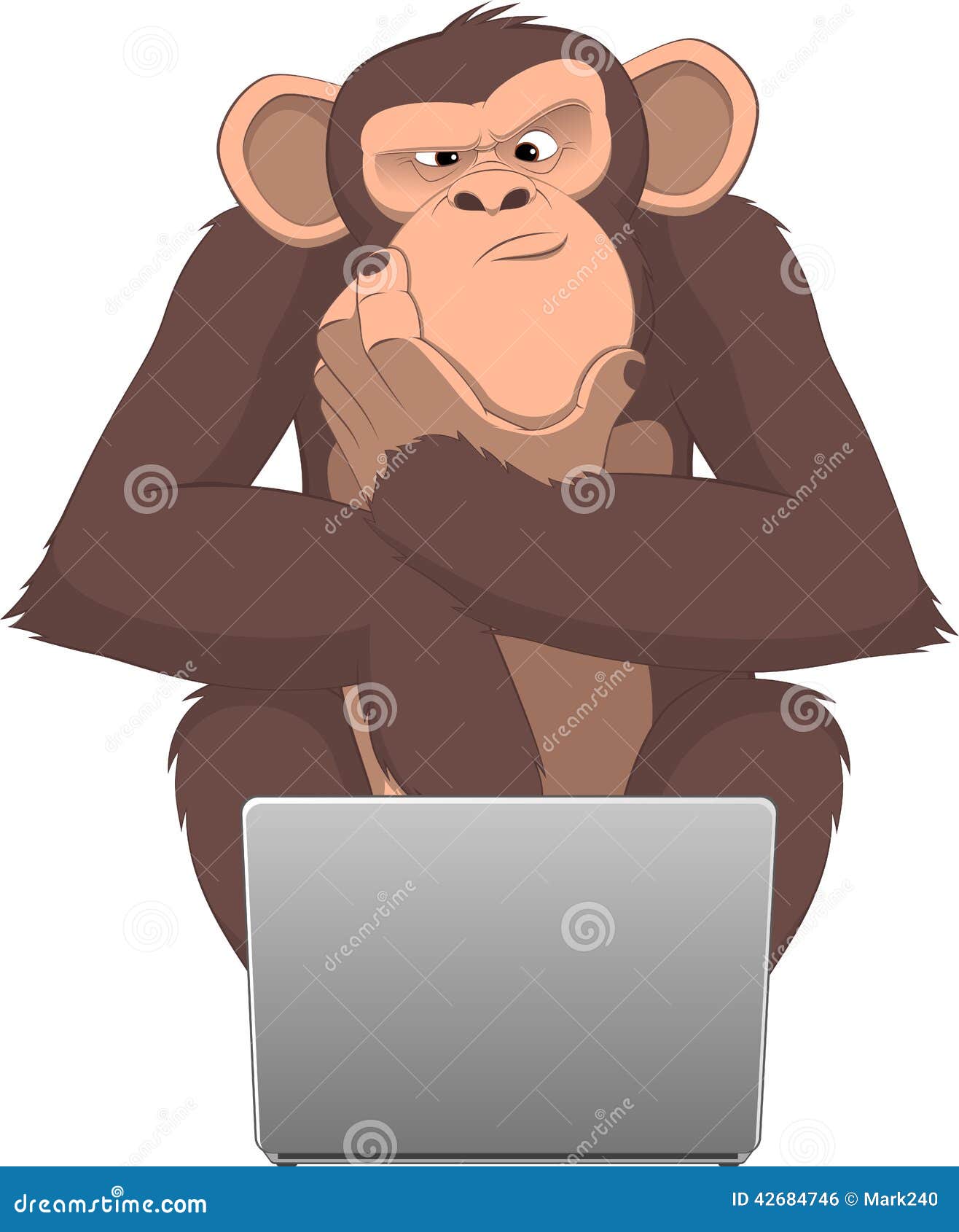 Macaco e computador ilustração do vetor. Ilustração de pele - 42684746