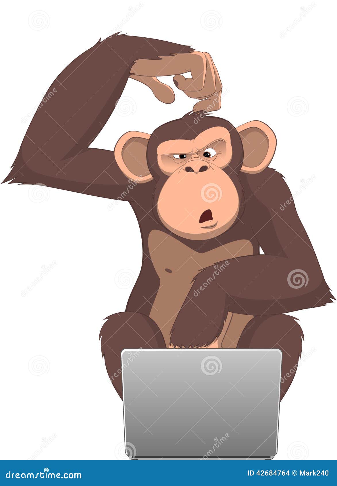 Macaco e computador ilustração do vetor. Ilustração de preto - 42684764