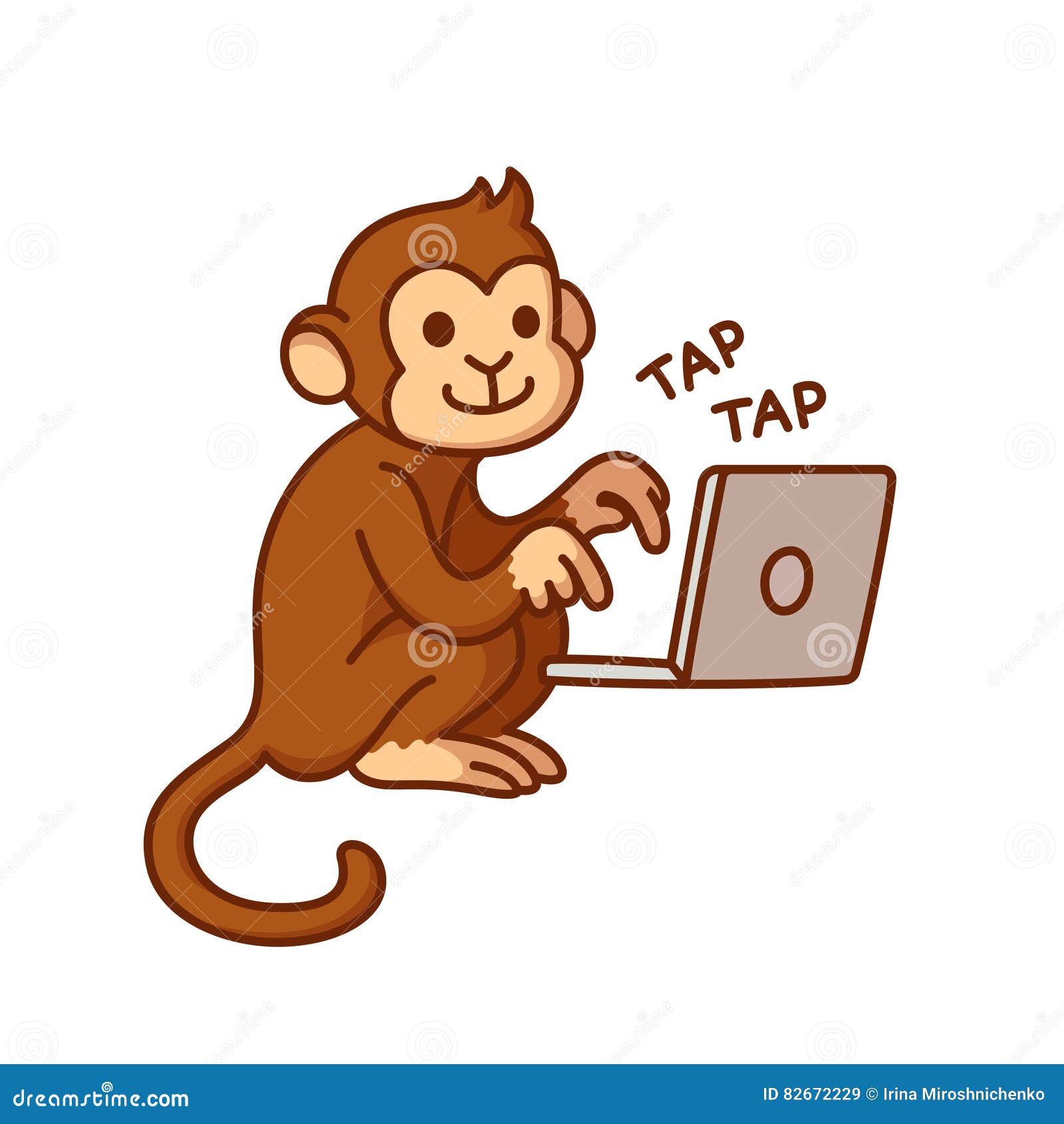 Macaco e computador ilustração do vetor. Ilustração de programador ...